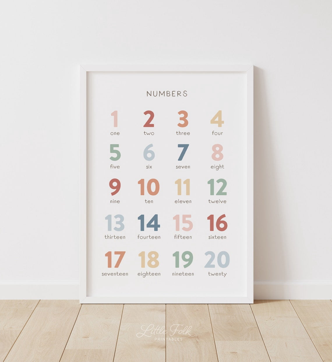 Rainbow Numbers Poster Counting 1 20 Educational Wall Art Room Decor ...