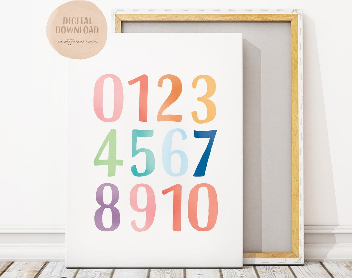Rainbow Numbers Poster, Homeschool Numbers Print, Nursery Decor ...
