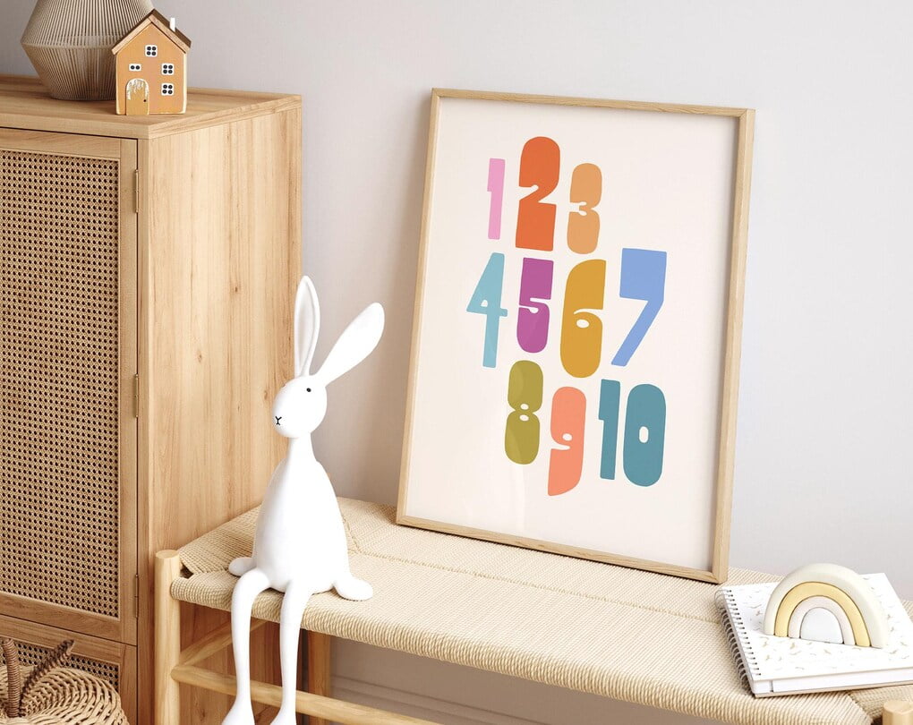 Rainbow Numbers Print, Kids Wall Art, Counting Poster, Colorful ...