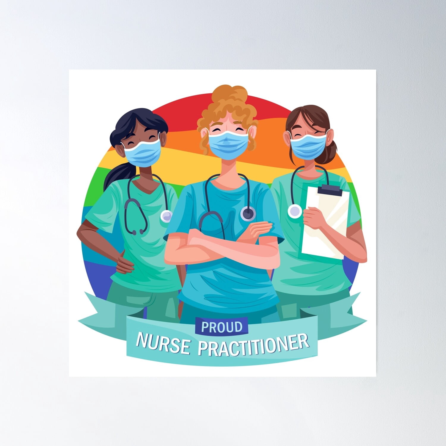 Rainbow Nurse Practitioner 1 Poster Wall Art, Modern Wall Decor, 12x18 ...