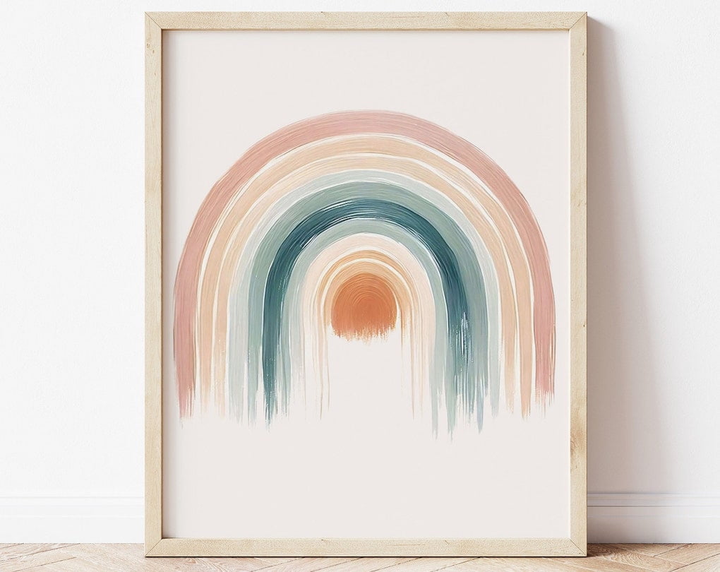 Rainbow Nursery Art, Rainbow Print, Earthy Colors, Gender Neutral ...