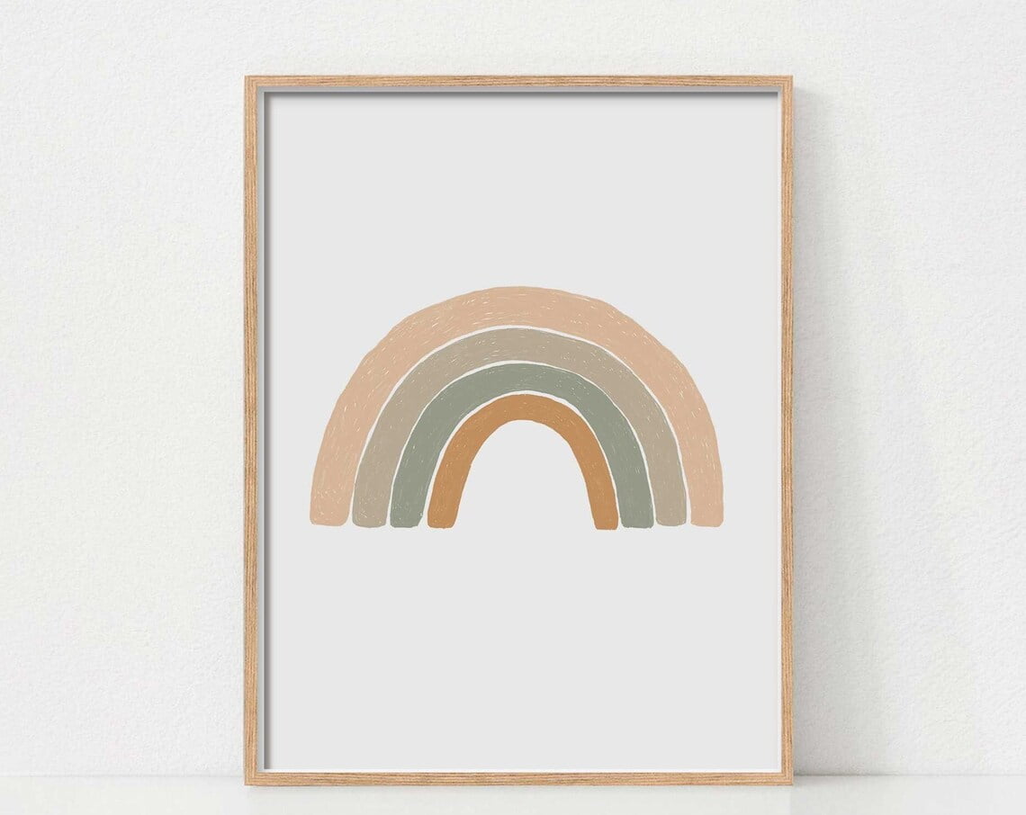 Rainbow Nursery Wall Art, Neutral Rainbow Print, Nursery Art Poster ...