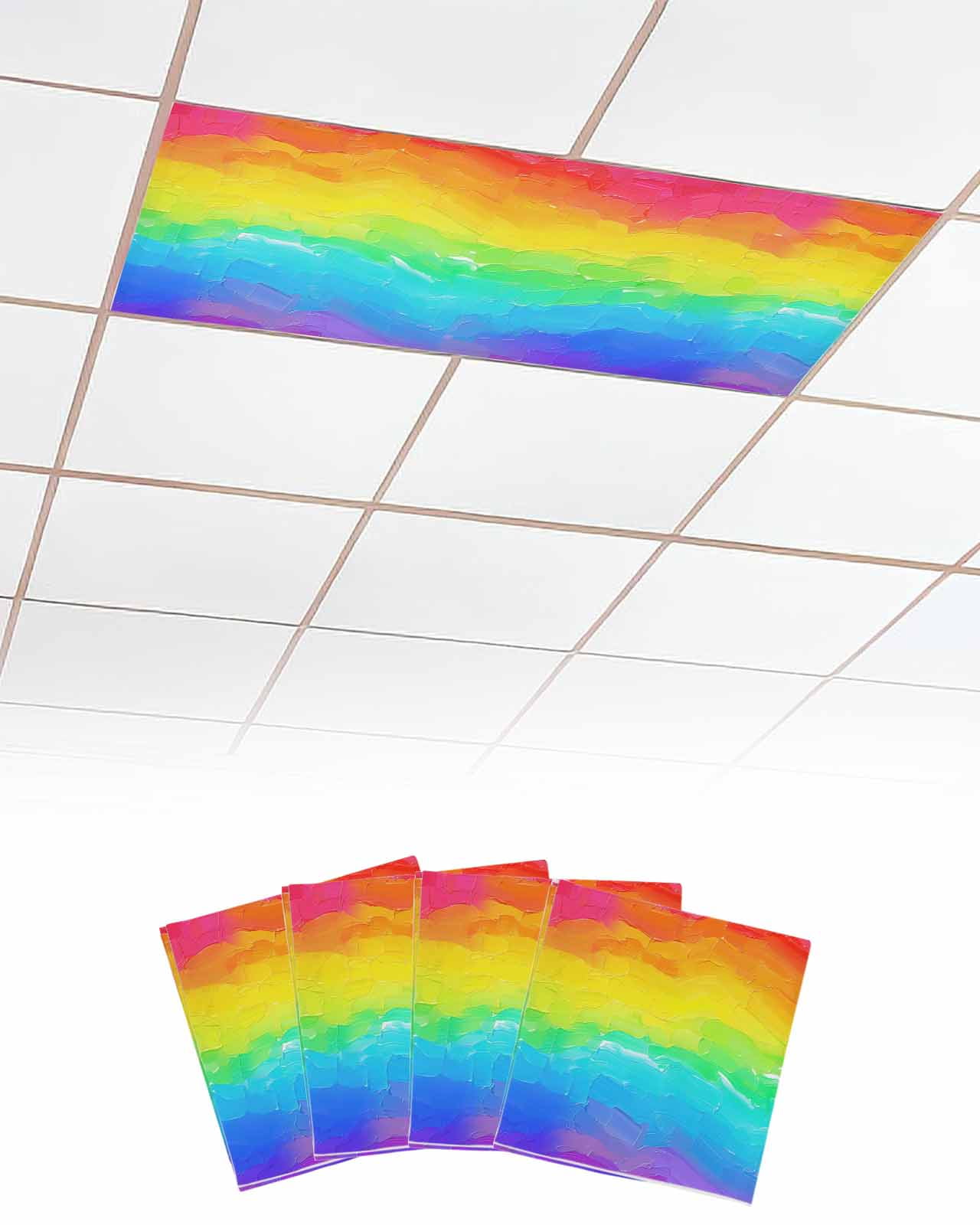 Rainbow Oil Painting Fluorescent Light Covers for Ceiling Lights 4x2 ...