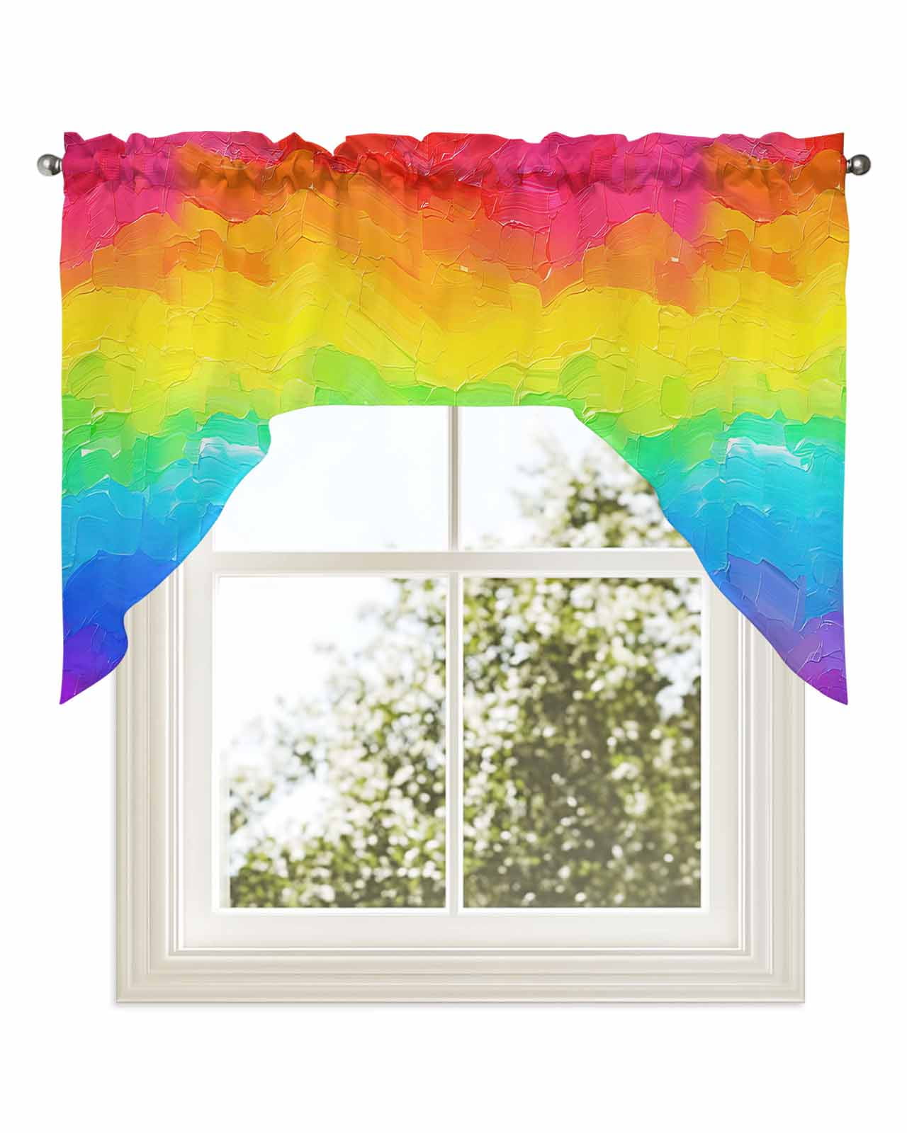 Rainbow Oil Painting Swag Valance for Windows 56'' x 36'', Watercolor ...