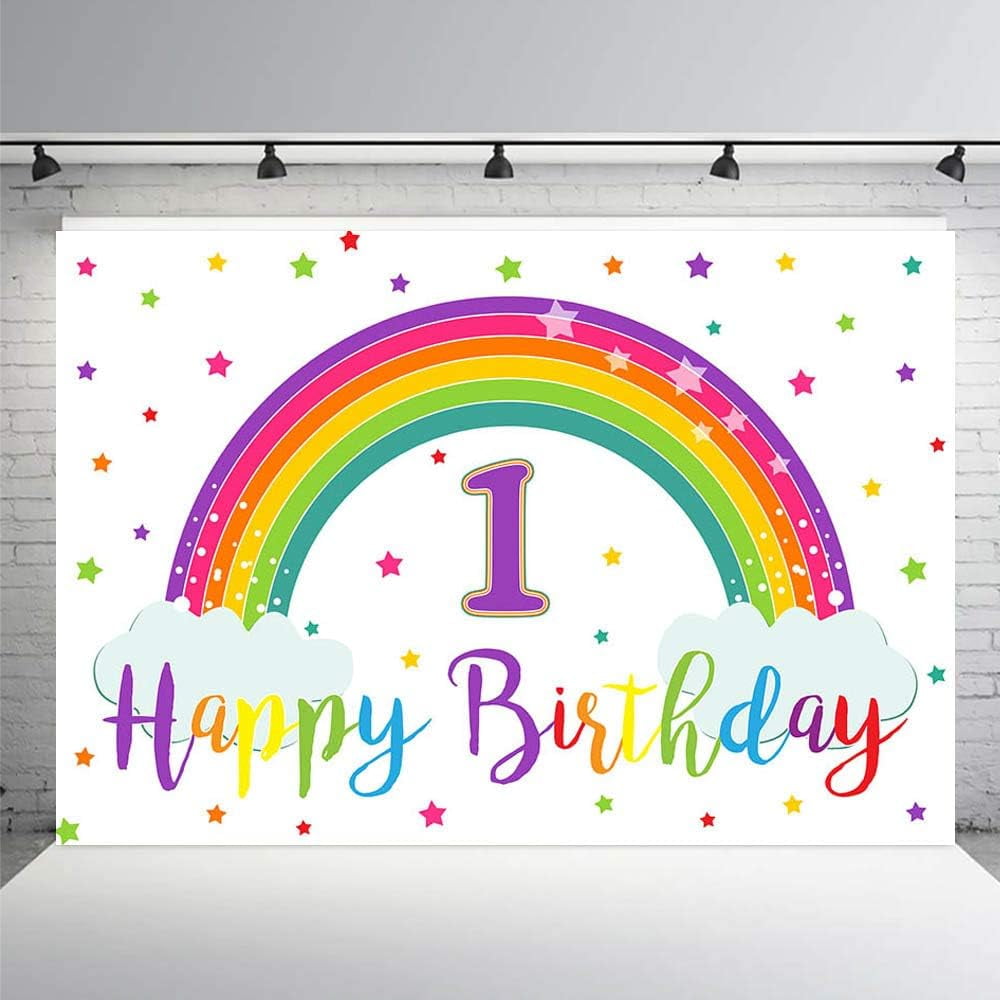 Rainbow One Birthday Photo Studio Background Props Cloud Colorful Stars ...