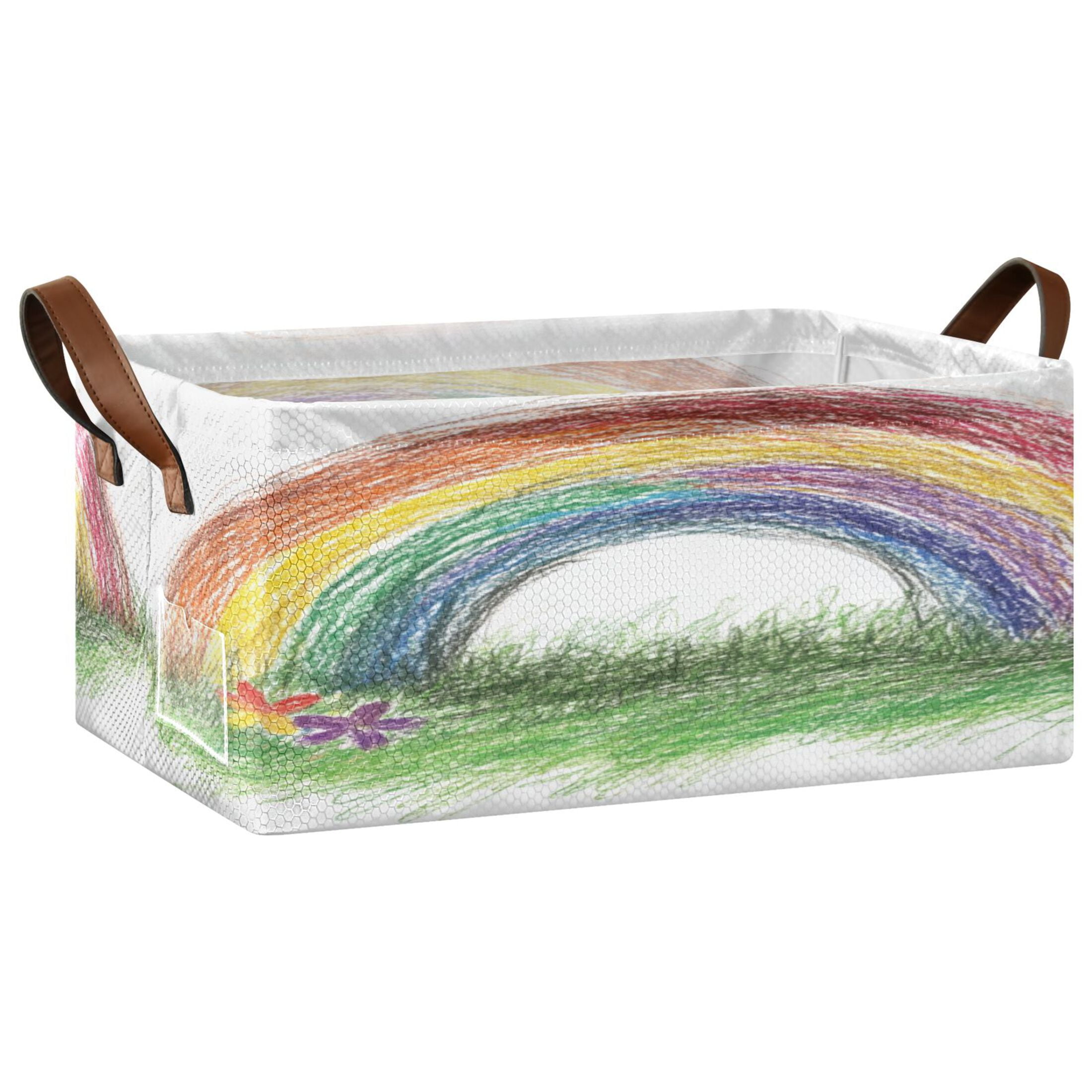 Rainbow Open Home Storage Bins Foldable Metal Frame Shelf Baskets 16 ...