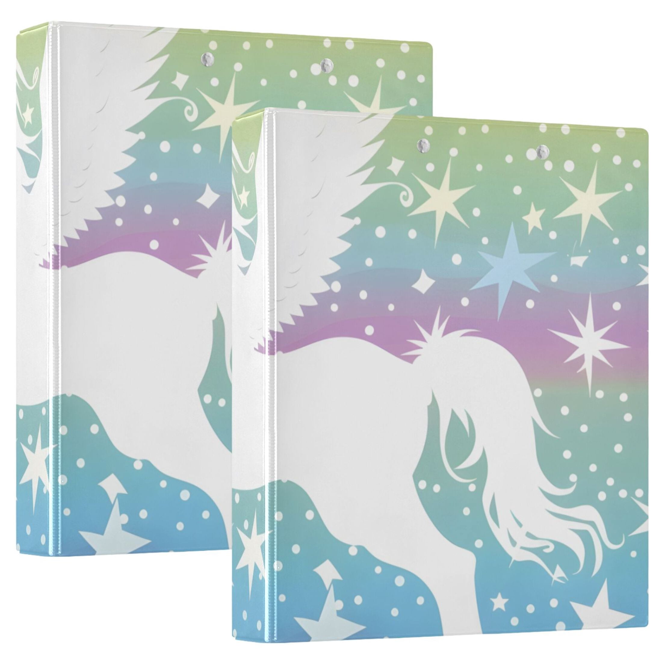 Rainbow Or Unicorn and Stars 3 Ring Binders 1.5 inch Hardcover File ...