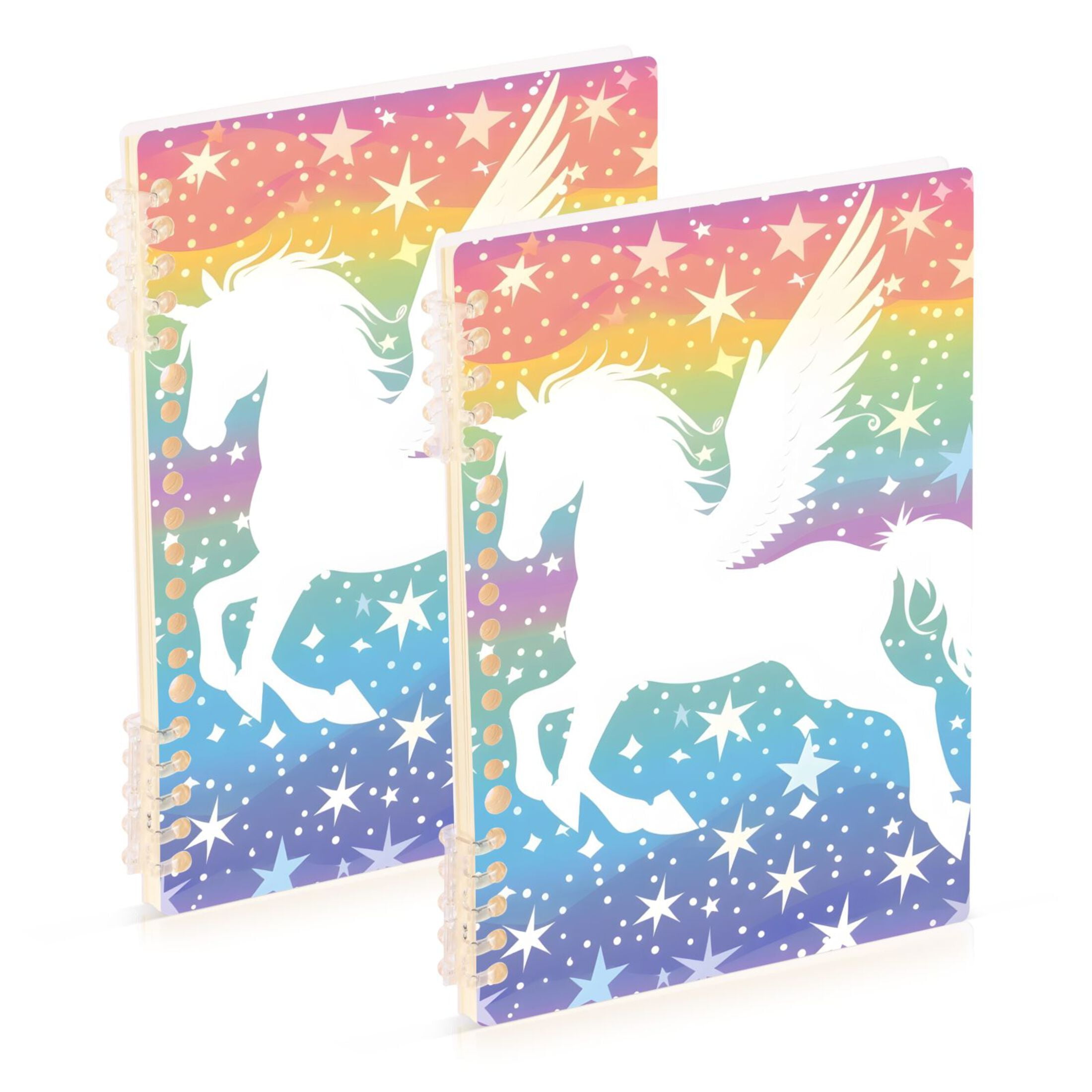 Rainbow Or Unicorn and Stars Ring Binder Notebook Journey Note Diary ...