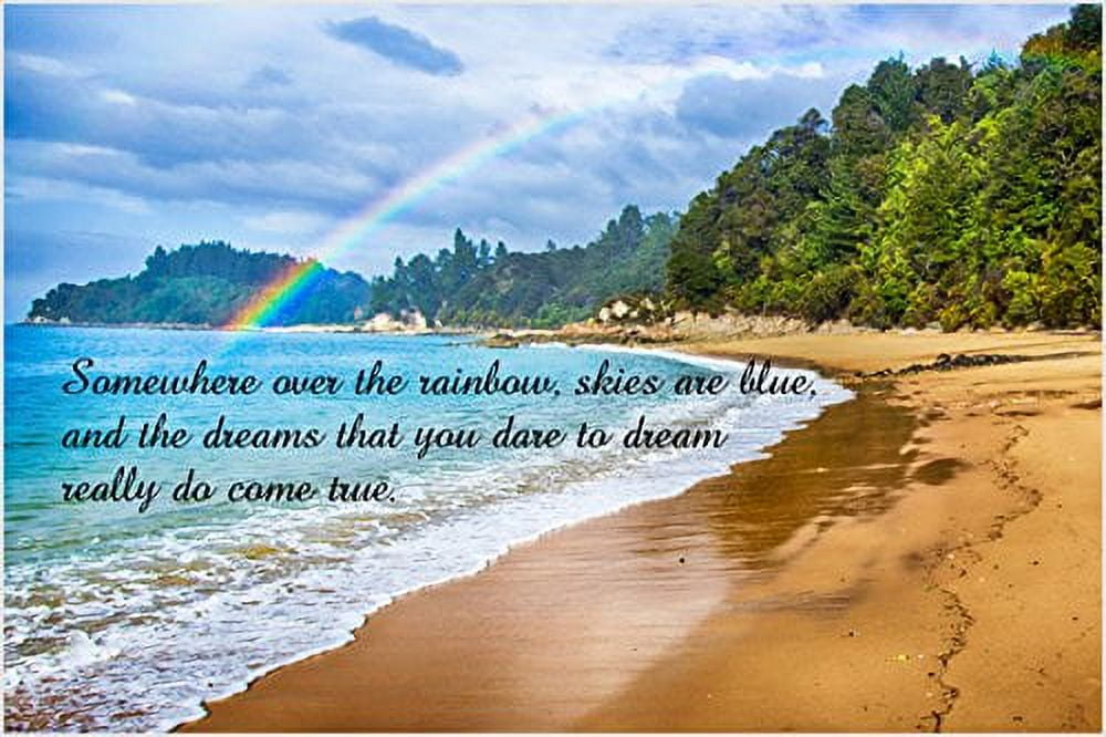 Rainbow Over Tropical Beach Inspirational Quote About Dreams 24" x 0.01 ...
