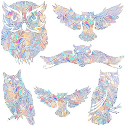 Rainbow Owl Window Clings - 6 Pc Non-Adhesive Vinyl Decals, Bird-Safe ...