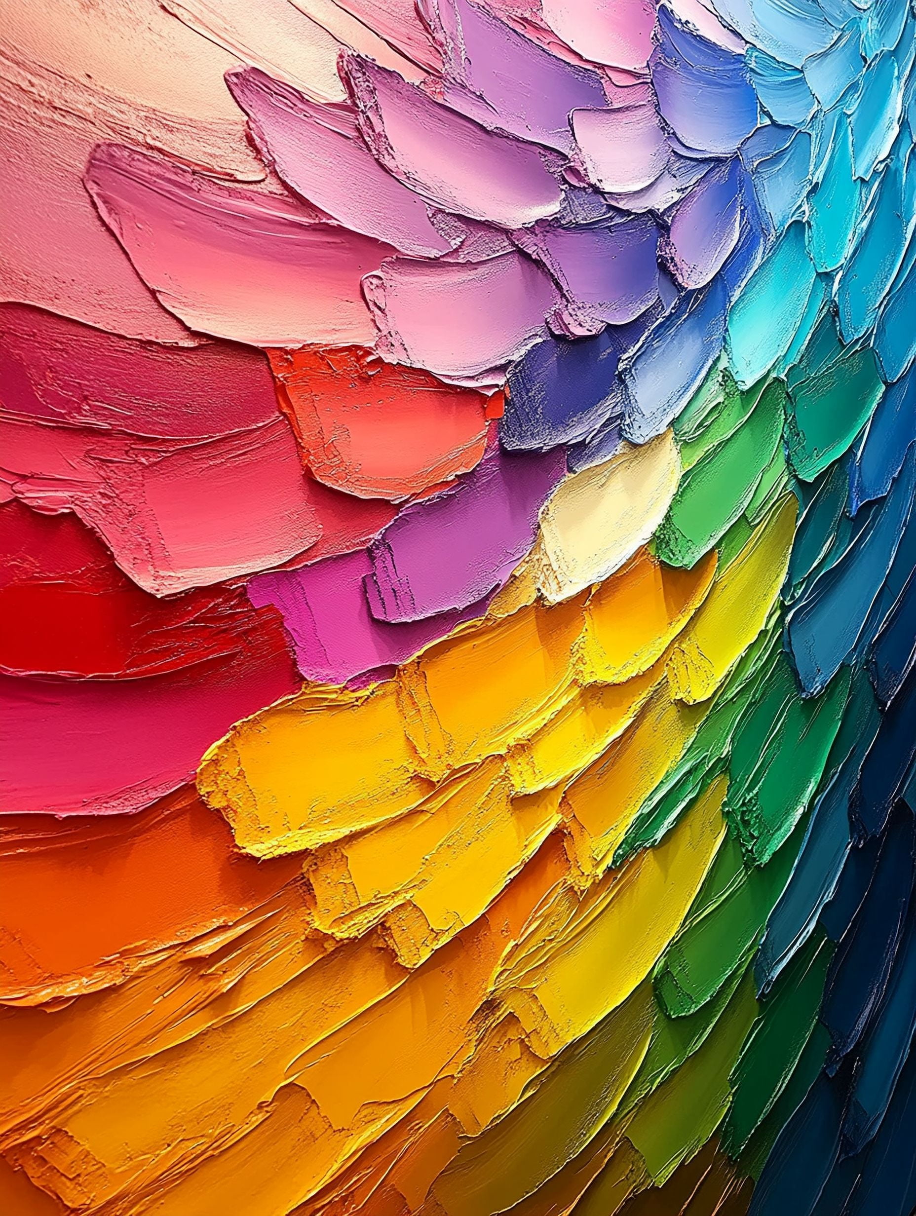 Rainbow Palette Knife Texture Canvas Painting， Perfect for Living Room ...