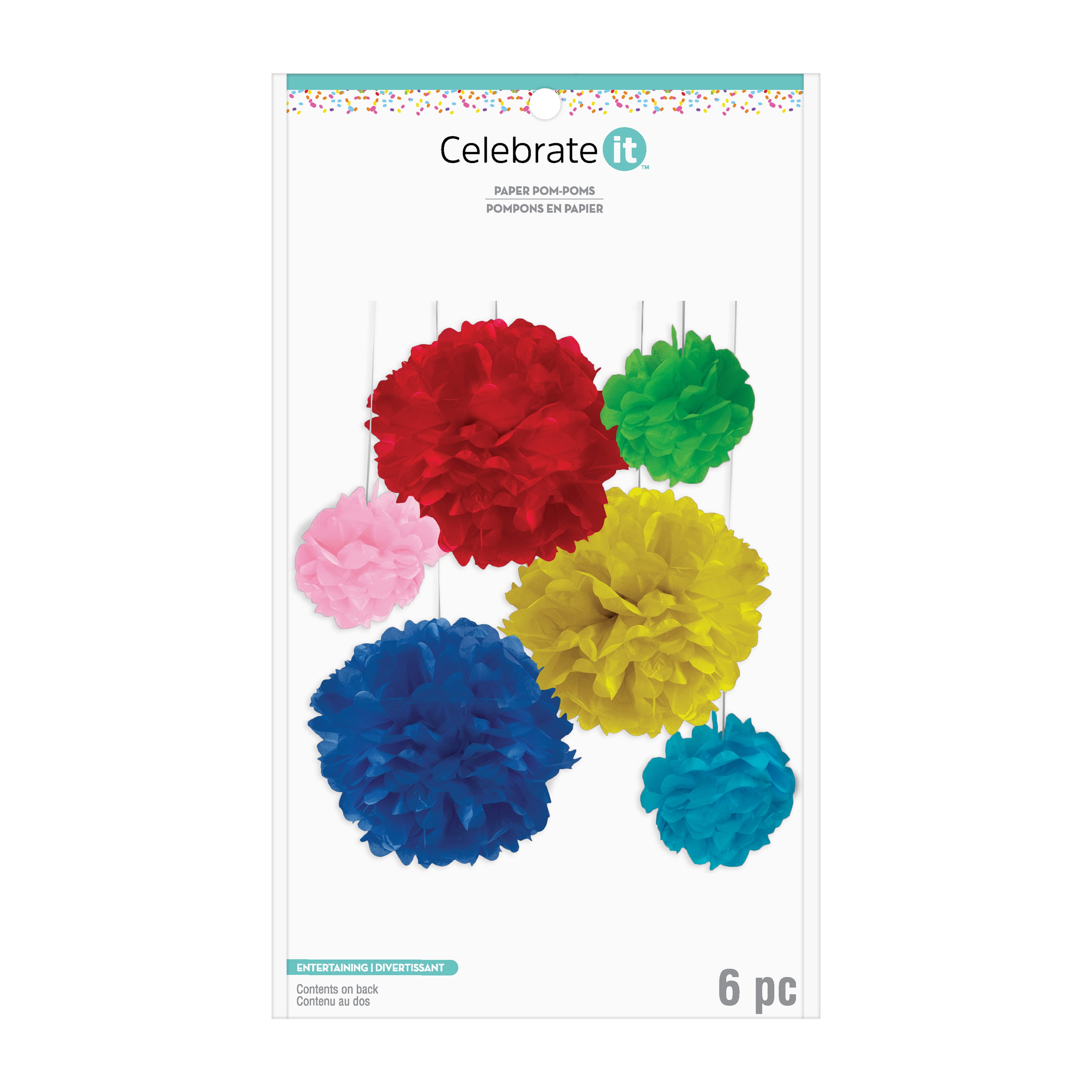 Rainbow Paper Pom-Pom Decorations Kit by Celebrate It™ 6ct - Walmart.com
