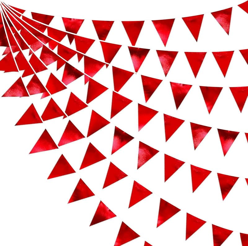 Rainbow Party Decorations Colorful Metallic Fabric Triangle Pennant ...