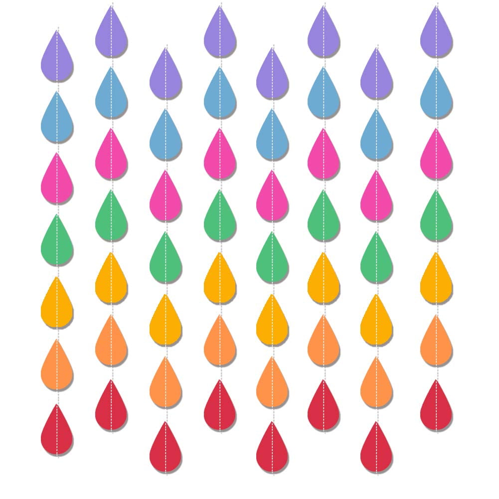 Rainbow Party Garlands Raindrop CM31 Paper Banners Baby Shower Party ...