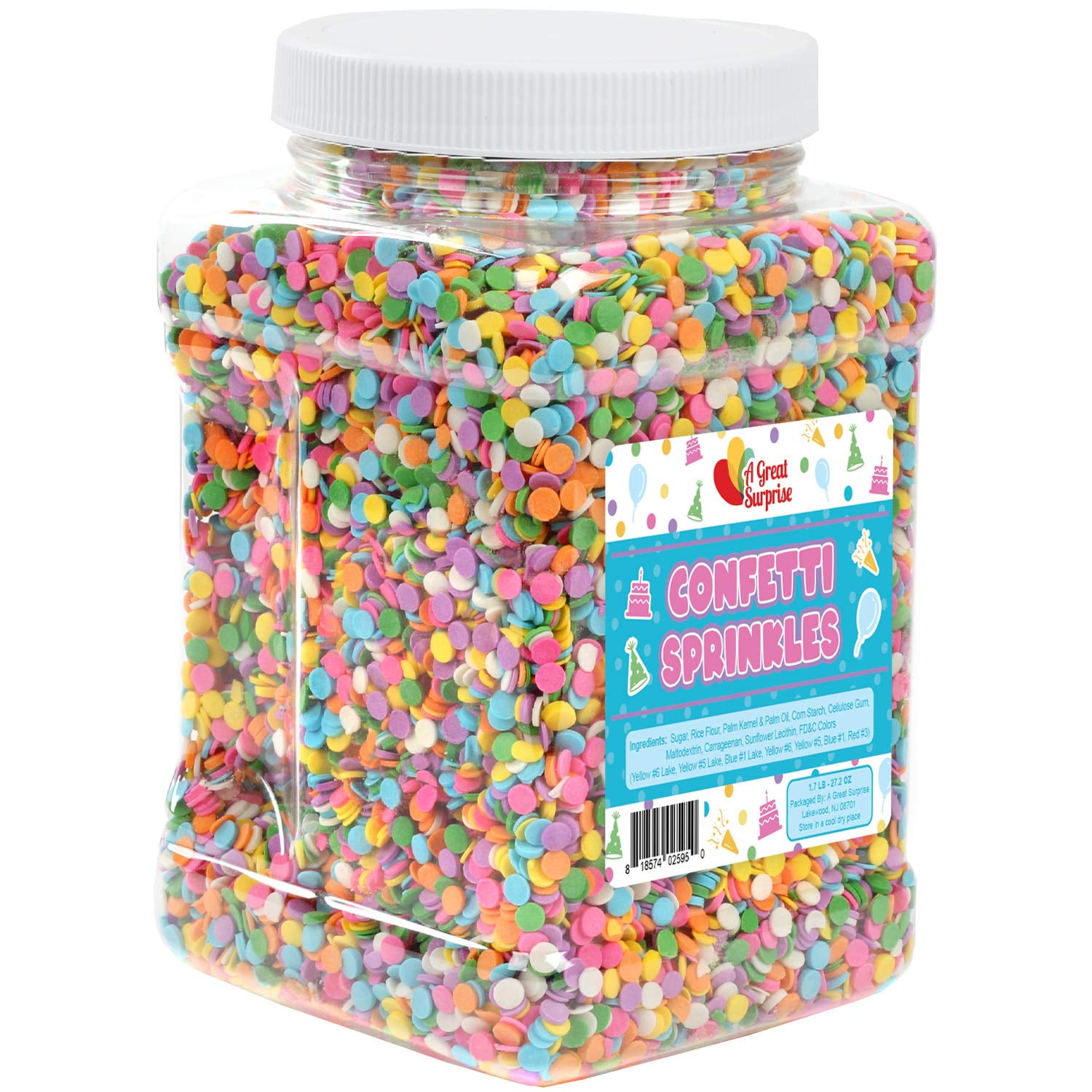 Rainbow Pastel Confetti Sprinkles - 1.7 Pounds - Summer Pastel Quins ...