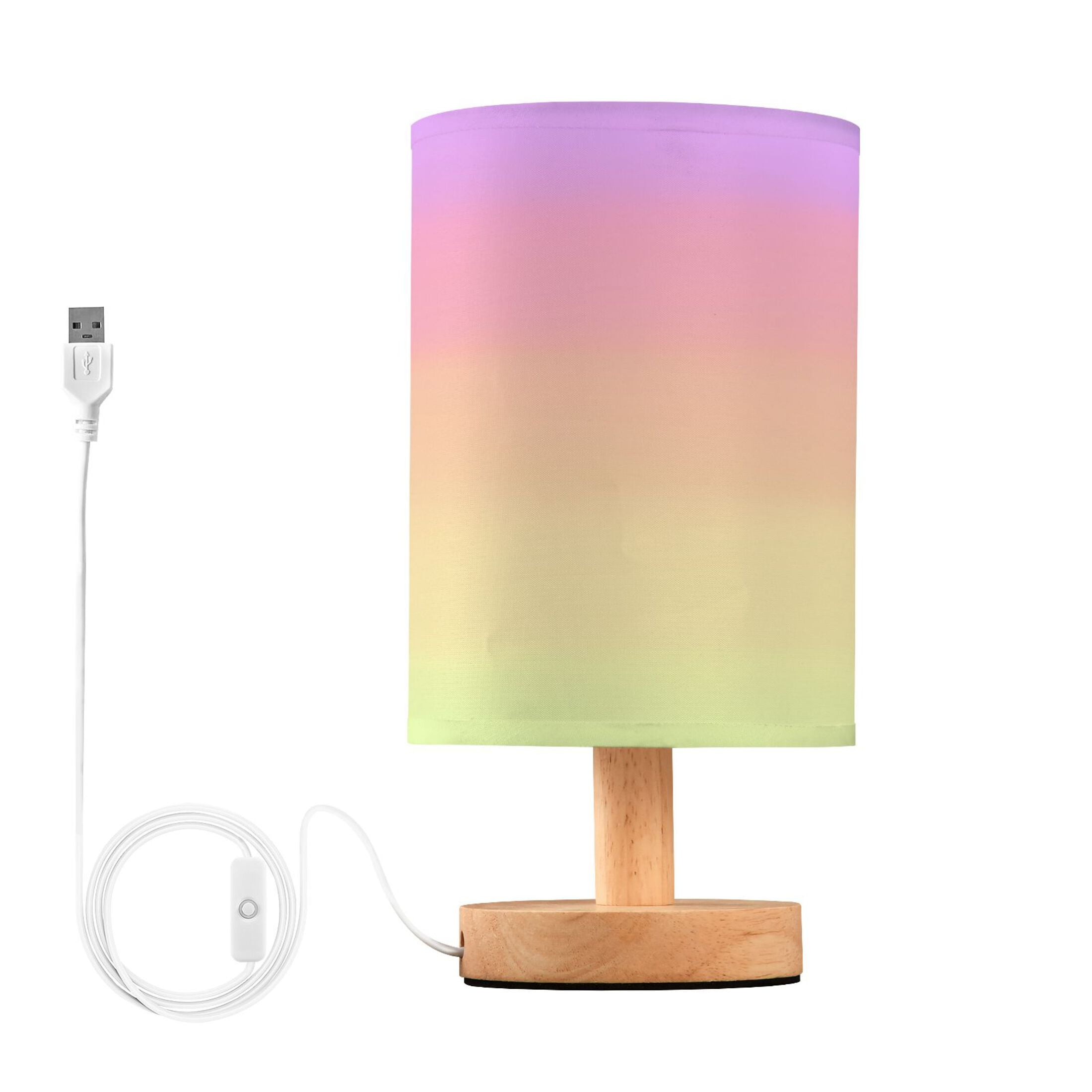 Rainbow Pastel Striped Bedside Table Lamp LED Warm Lights with USB ...