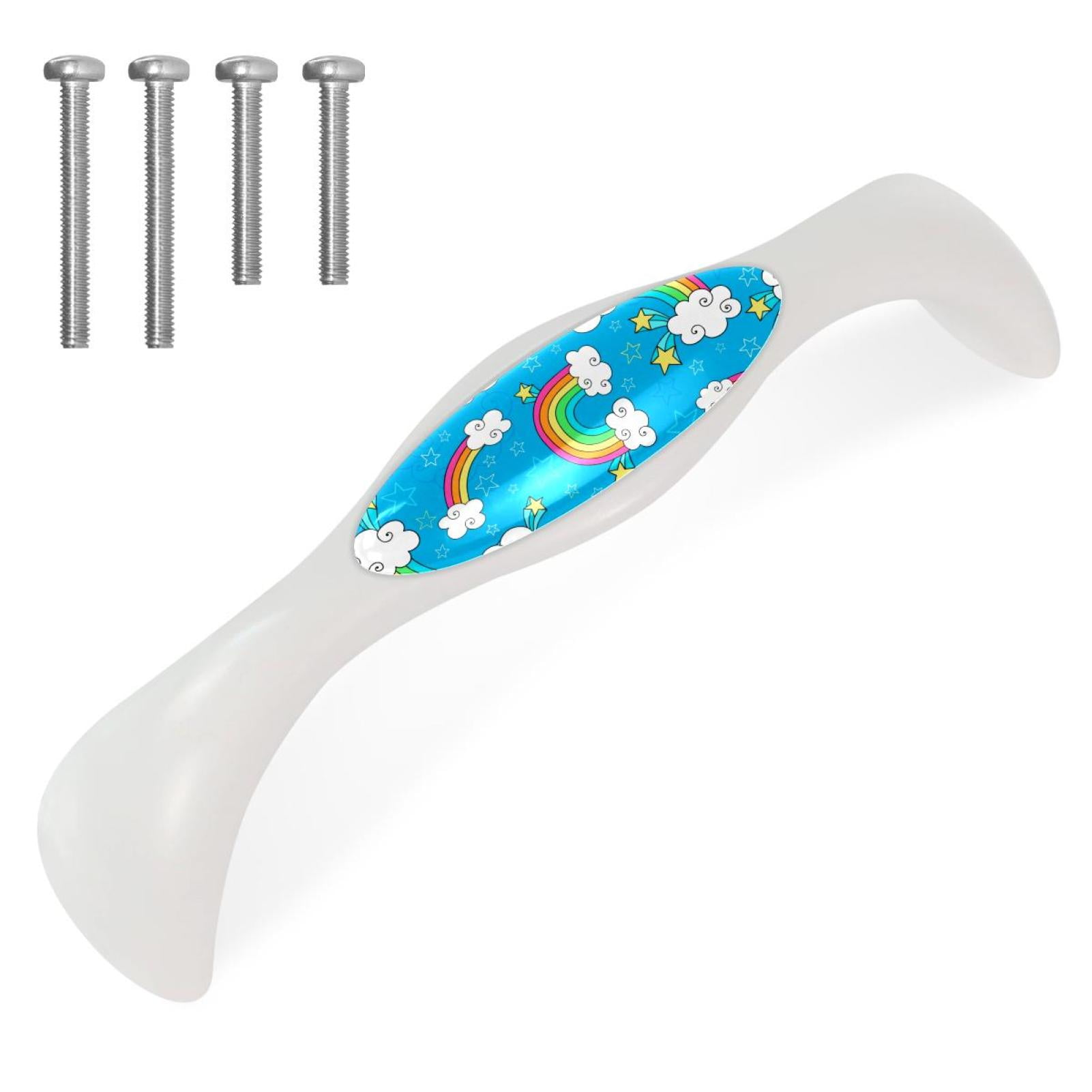 Rainbow Pattern Knob 4 Pack Arched Drawer Pulls Crystal Glass White ...