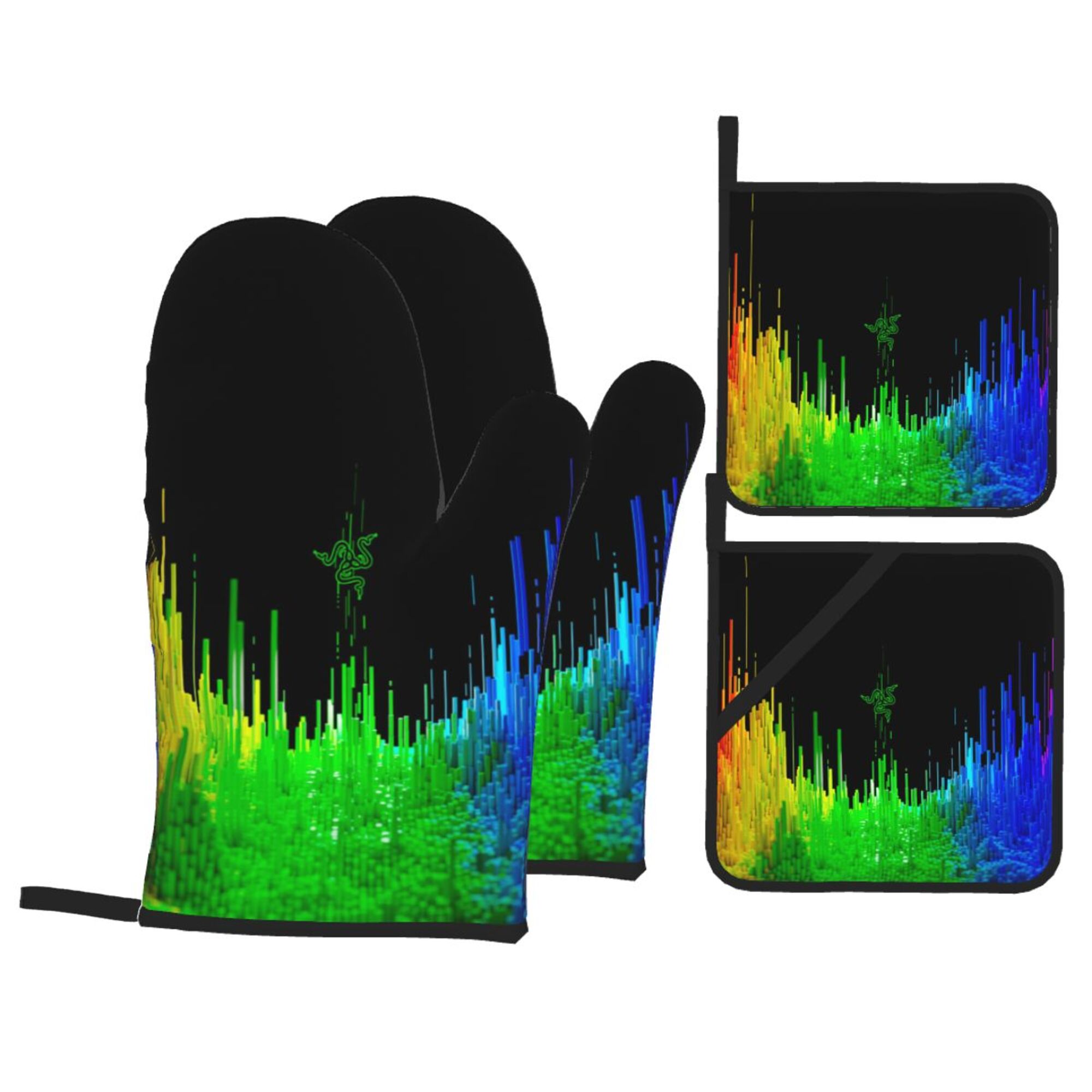 Rainbow Patterns Wallpaper (33) Oven Mitts Pot Holders Set Non-Slip ...