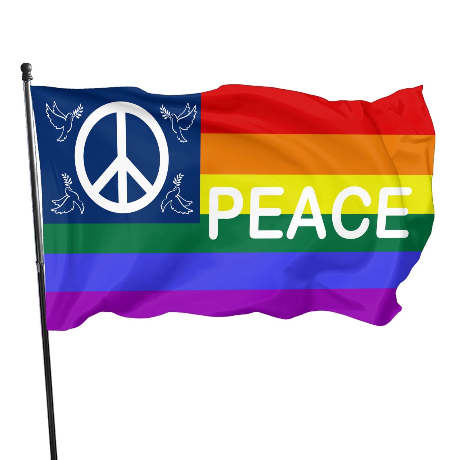 Rainbow Peace Flag 3x5 Ft Breeze Rainbow Color Hippie Flag Outdoor ...