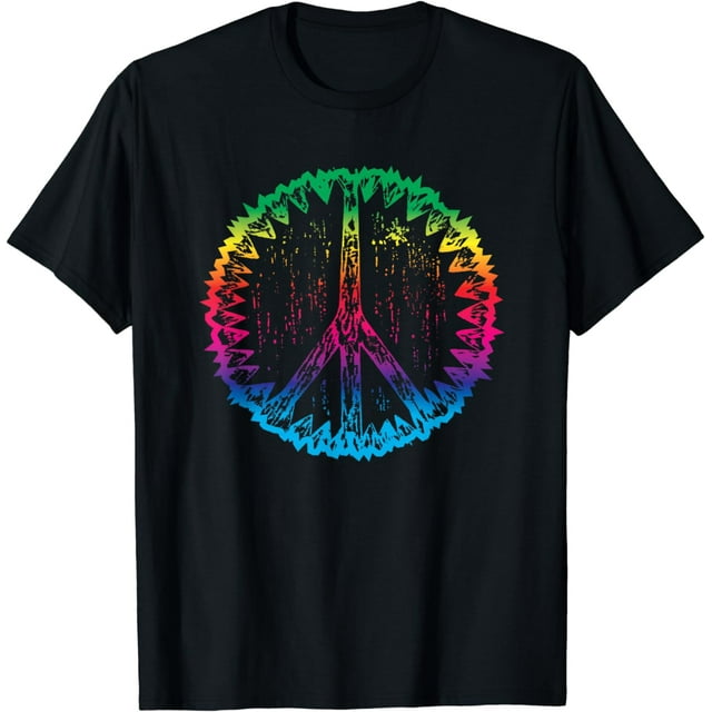 Rainbow Peace Sign Symbol Love LGBTQIA+ United Protest Unity T-Shirt ...