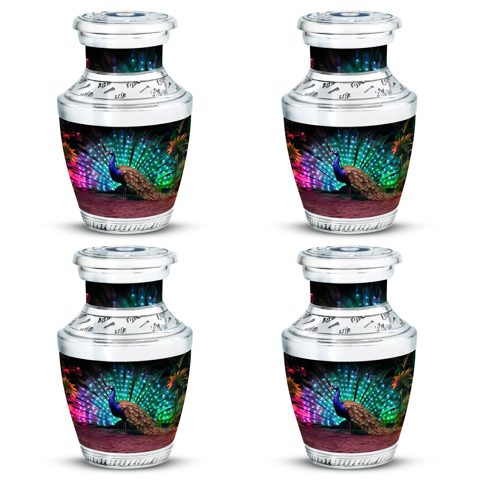 Rainbow Peacock Mini Keepsake Urn For Human Ashes, Urns for Cremation ...