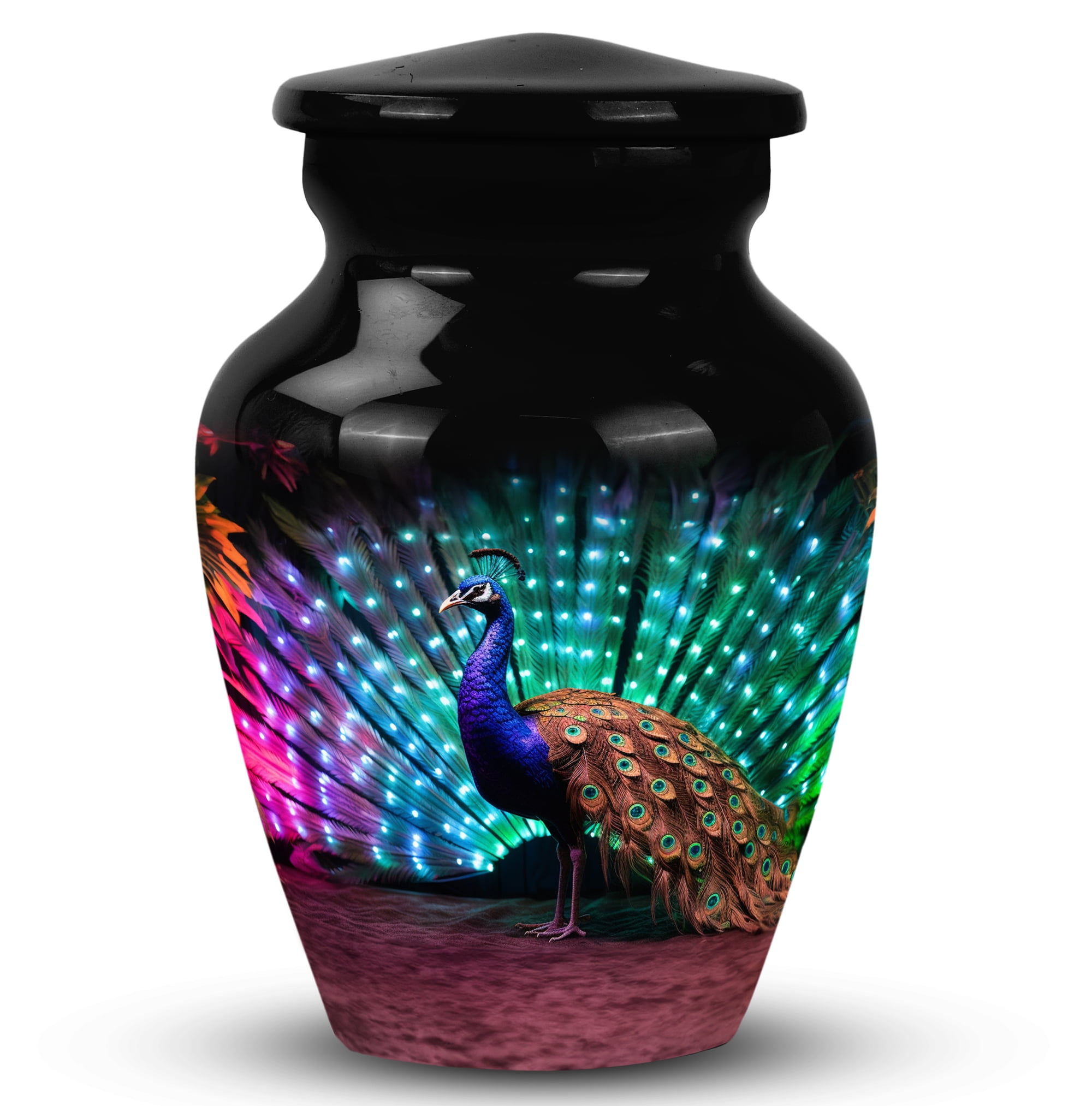 Rainbow Peacock Urn - Memorial Keepsakes For Ashes - Little Urns For ...