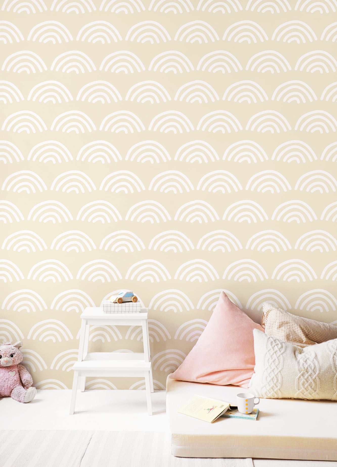Rainbow Peel and Stick Wallpaper Beige 17.7"x 19.7ft, Cream Yellow ...