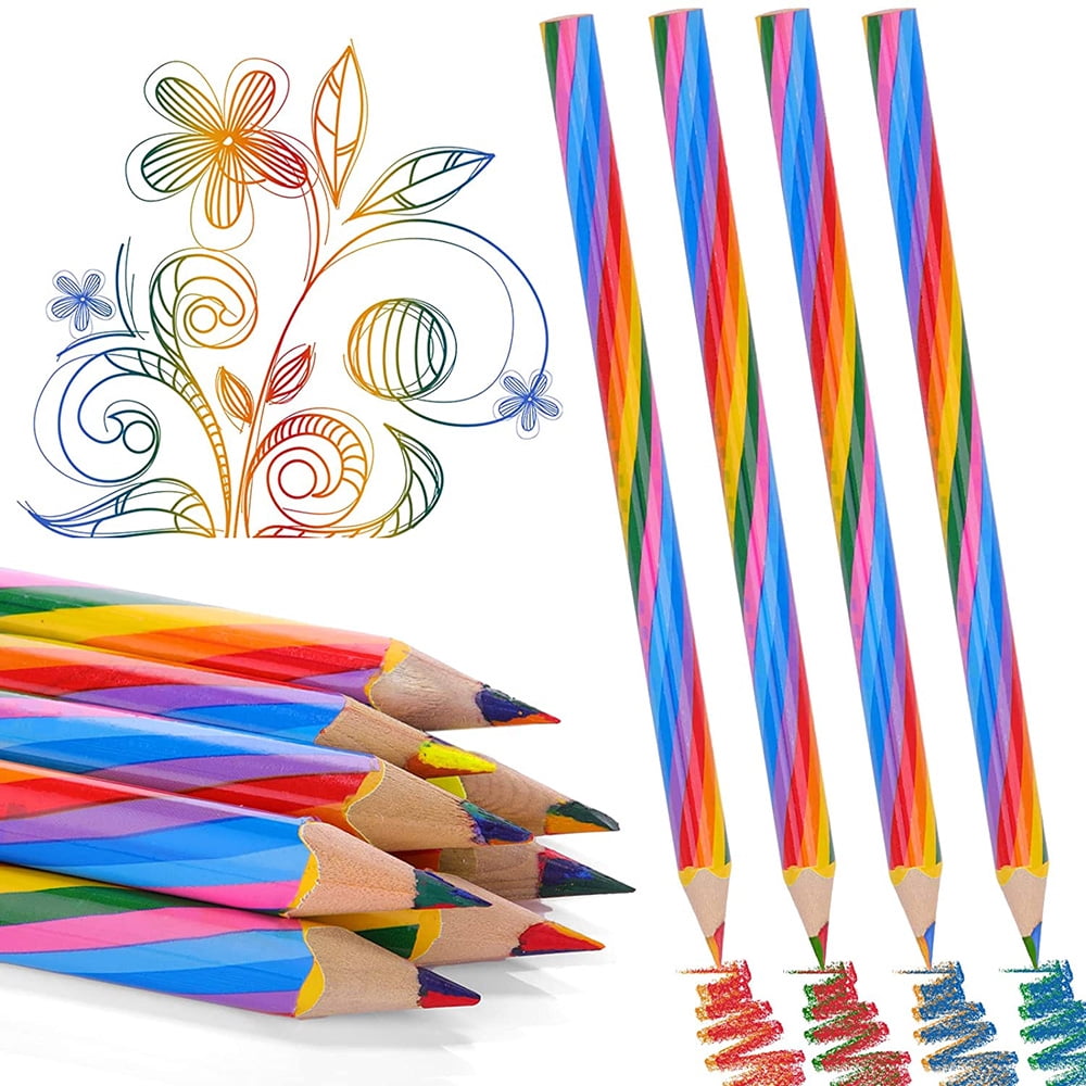 Rainbow Pencils 12 Fun Rainbow Colored Pencils, 4 In 1 Rainbow Colored ...