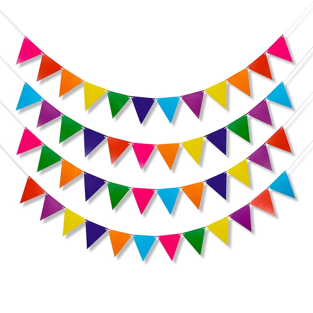 Rainbow Pennant Banner Multi-Color Hanging Triangle Flags Party ...
