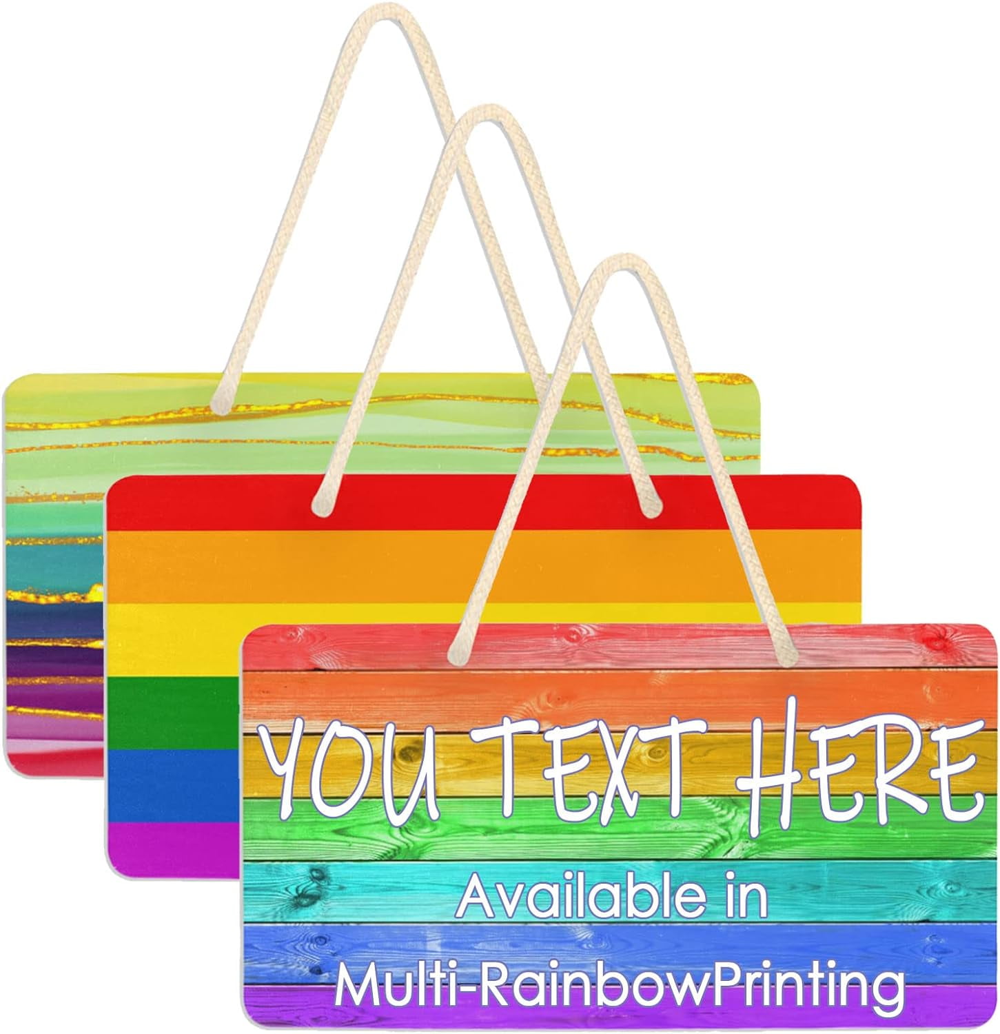 Rainbow Personalized Door Sign Plaque Office Name Plate Hanging Sign ...