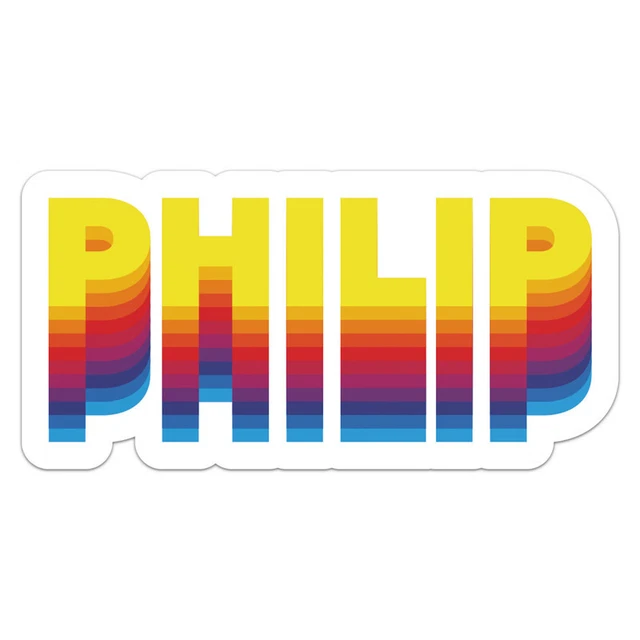 Rainbow Philip Name Sticker Phone Decal Water Bottle Stickers Car ...
