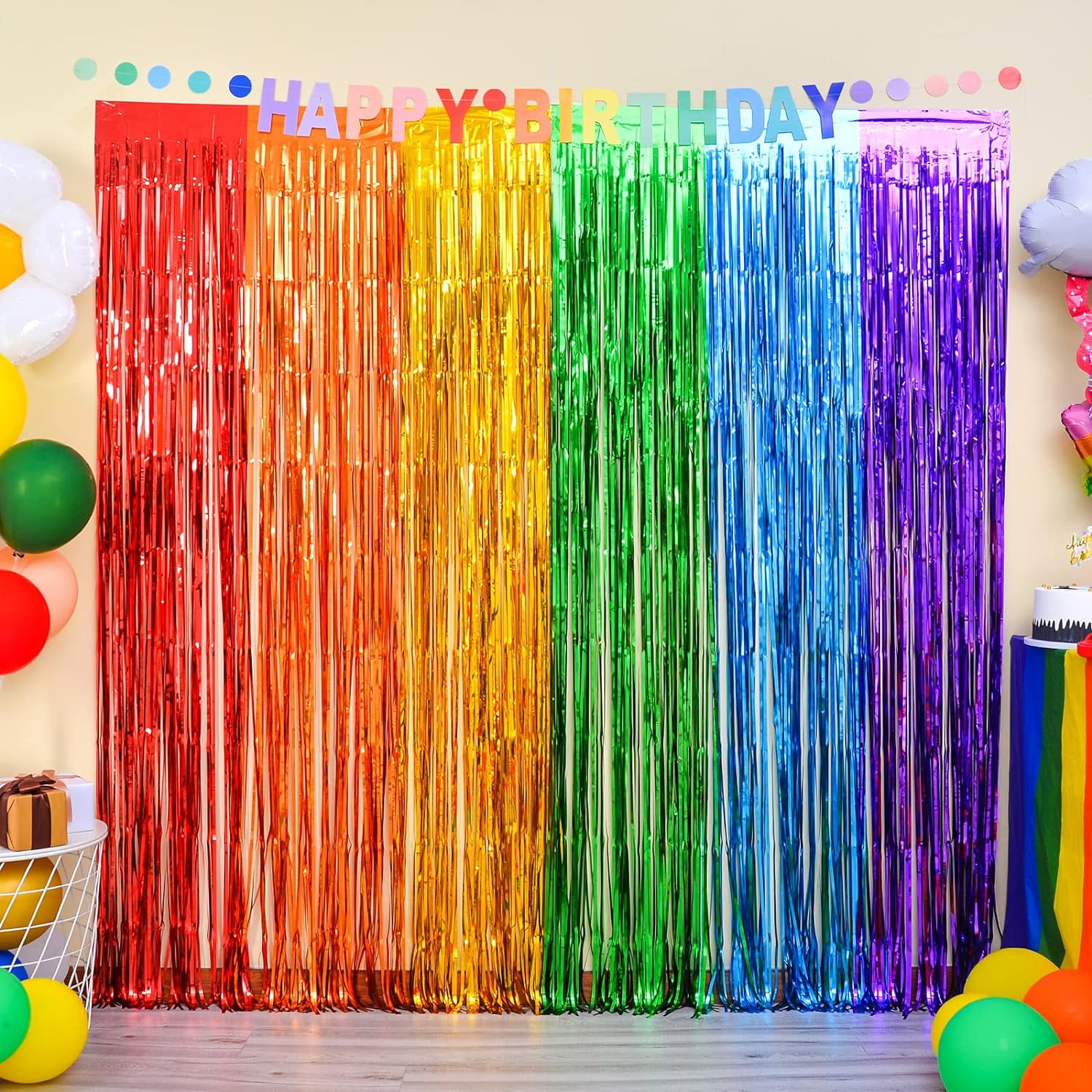 Rainbow Photo Booth Props 4 Packs Rainbow Party Decorations 13.2x6.6 ft ...