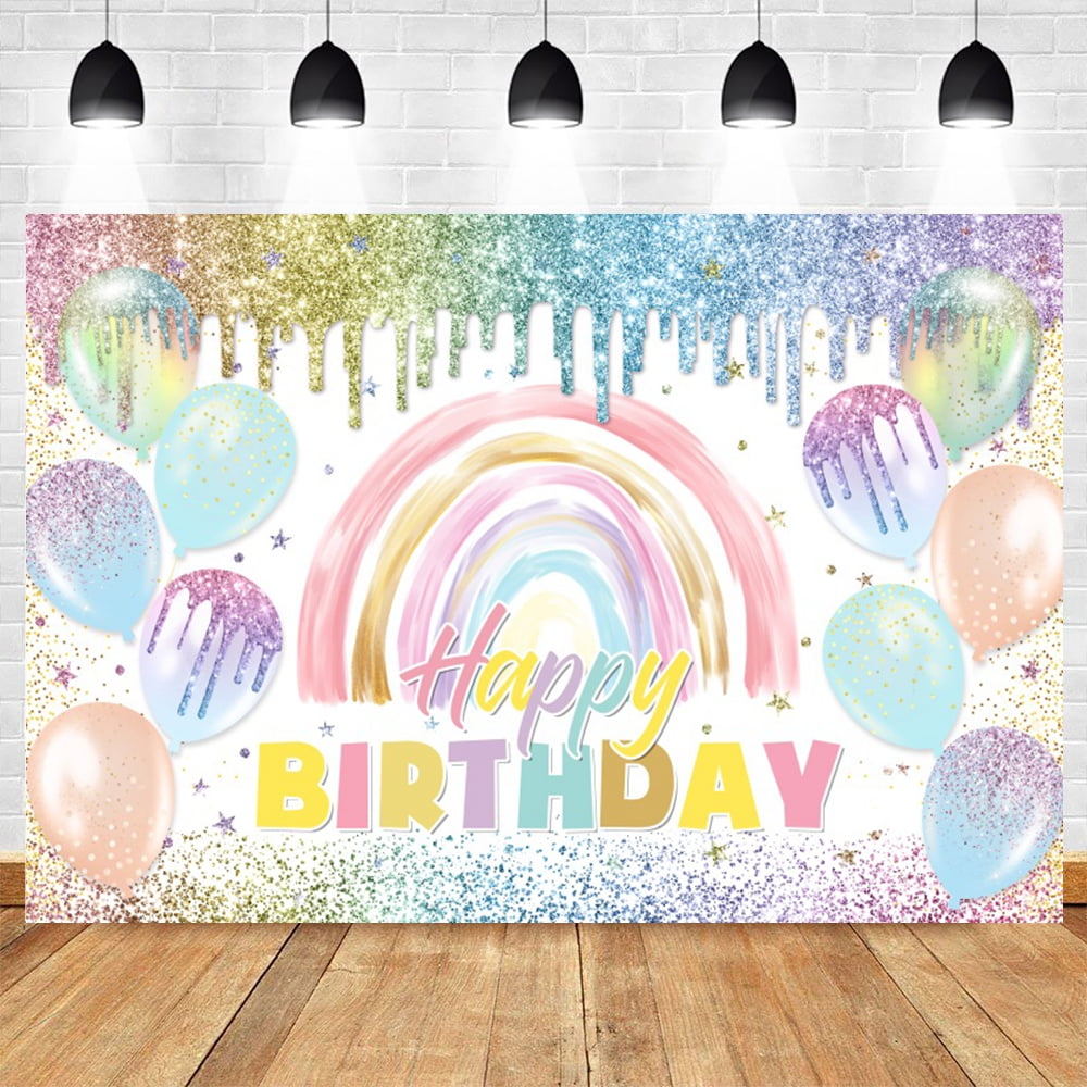 Rainbow Photography Backdrop Gold Glitter Star Cloud Sky Baby Shower ...