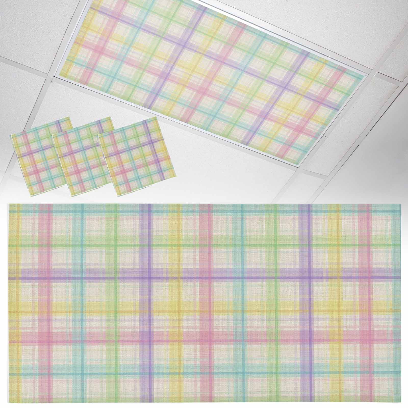 Rainbow Plaid Fluorescent Light Covers Yellow Pink Blue Green Purple ...