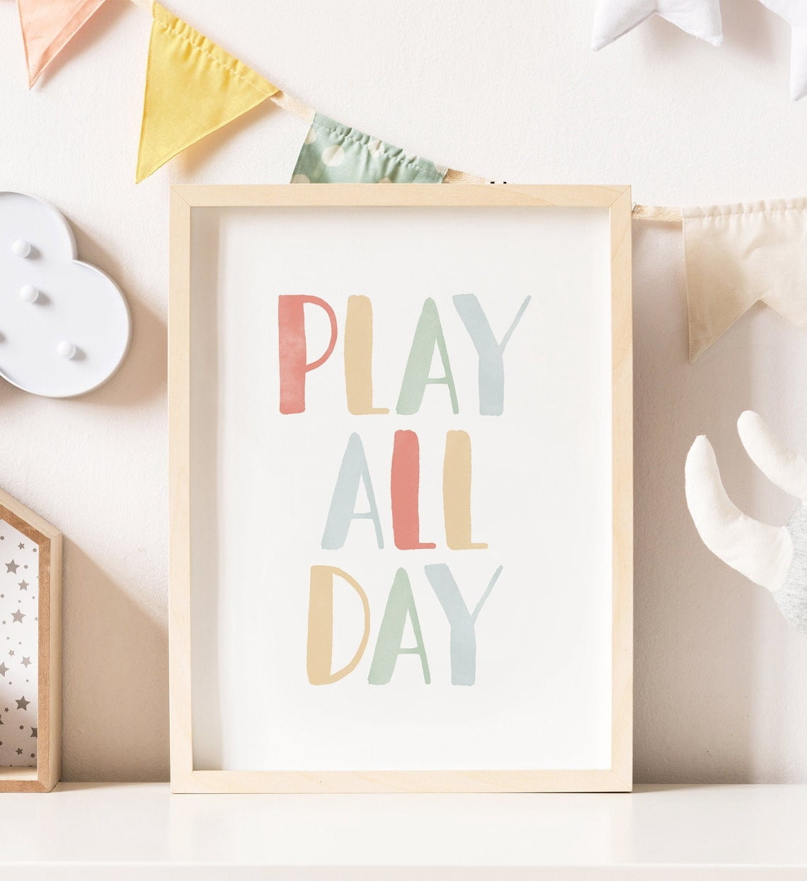 Rainbow Play All Day Poster Playroom Decornursery Decor Room Poster ...