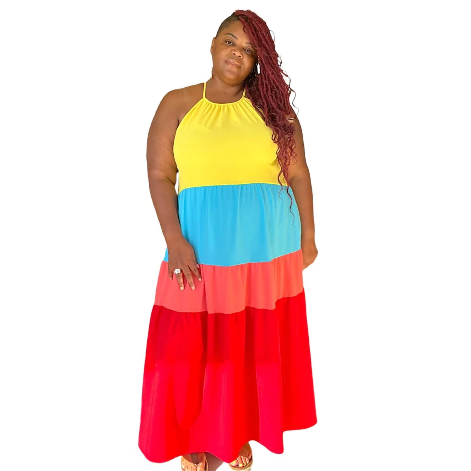 Rainbow Plus Size Tiered Maxi Dress - Walmart.com