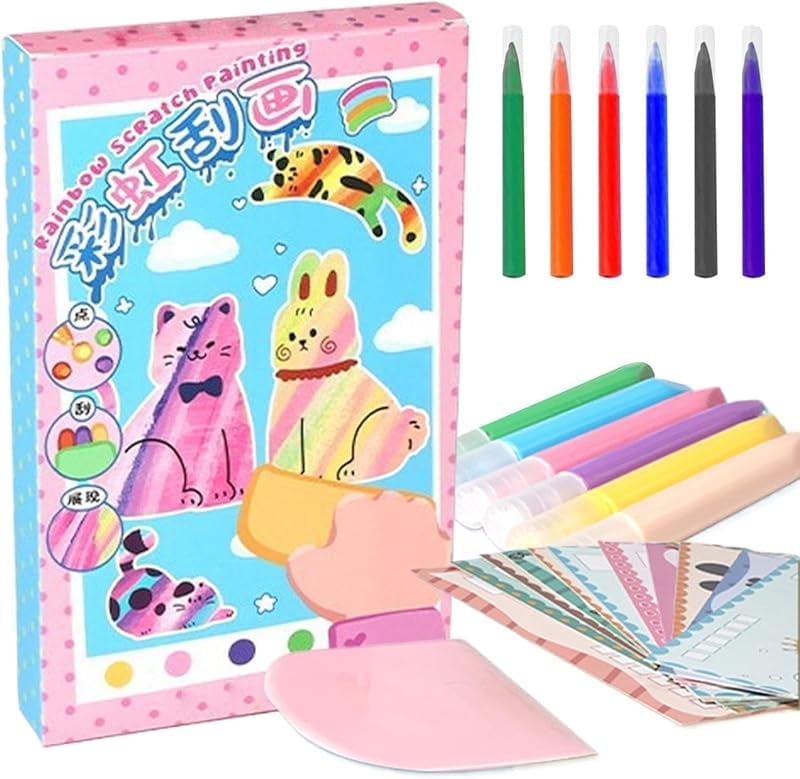 Rainbow Pointillism Scratch, Scratches Painting, Rainbow Dot Scratch Painting, DIYs Rainbow ...