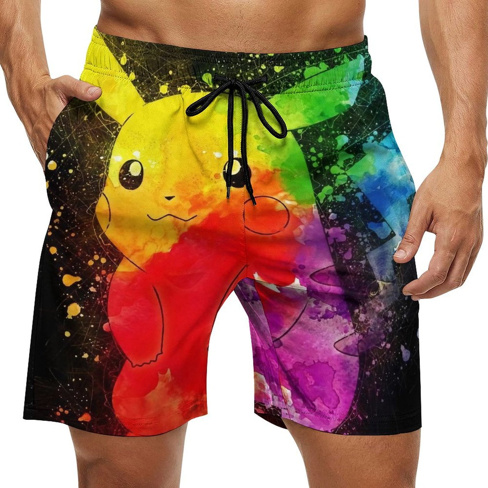 Rainbow Pokémon Pikachu Men's Swim Trunks Quick Dry Bathing Suit ...