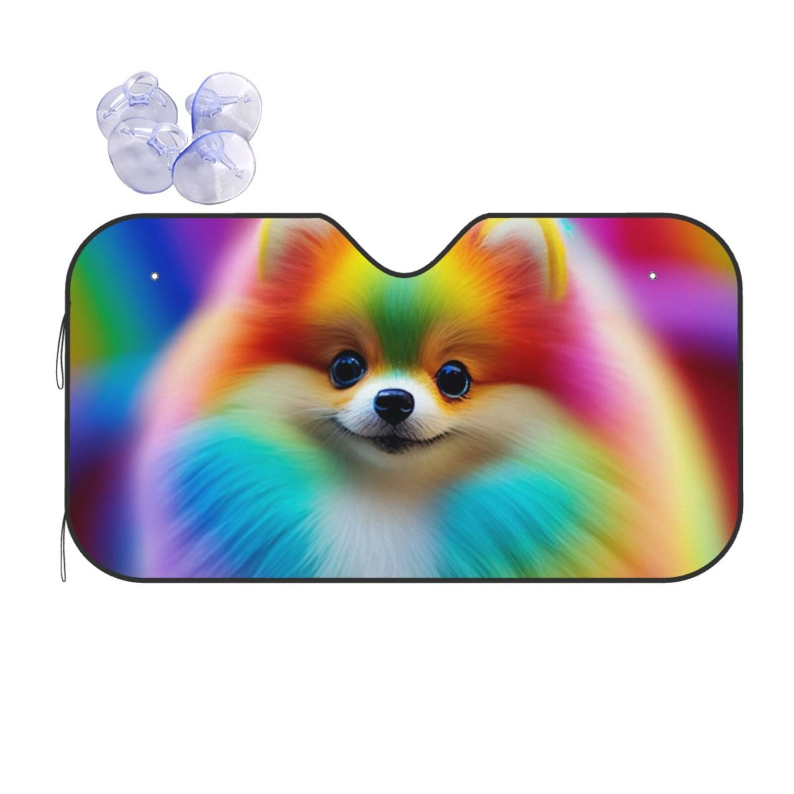 Rainbow Pomeranian Car Sun Shade Windshield Portable Sun Blocker for ...