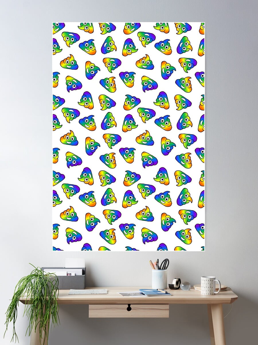 Rainbow Poo Emoji Poster Wall Art, Modern Wall Decor For Living Room ...