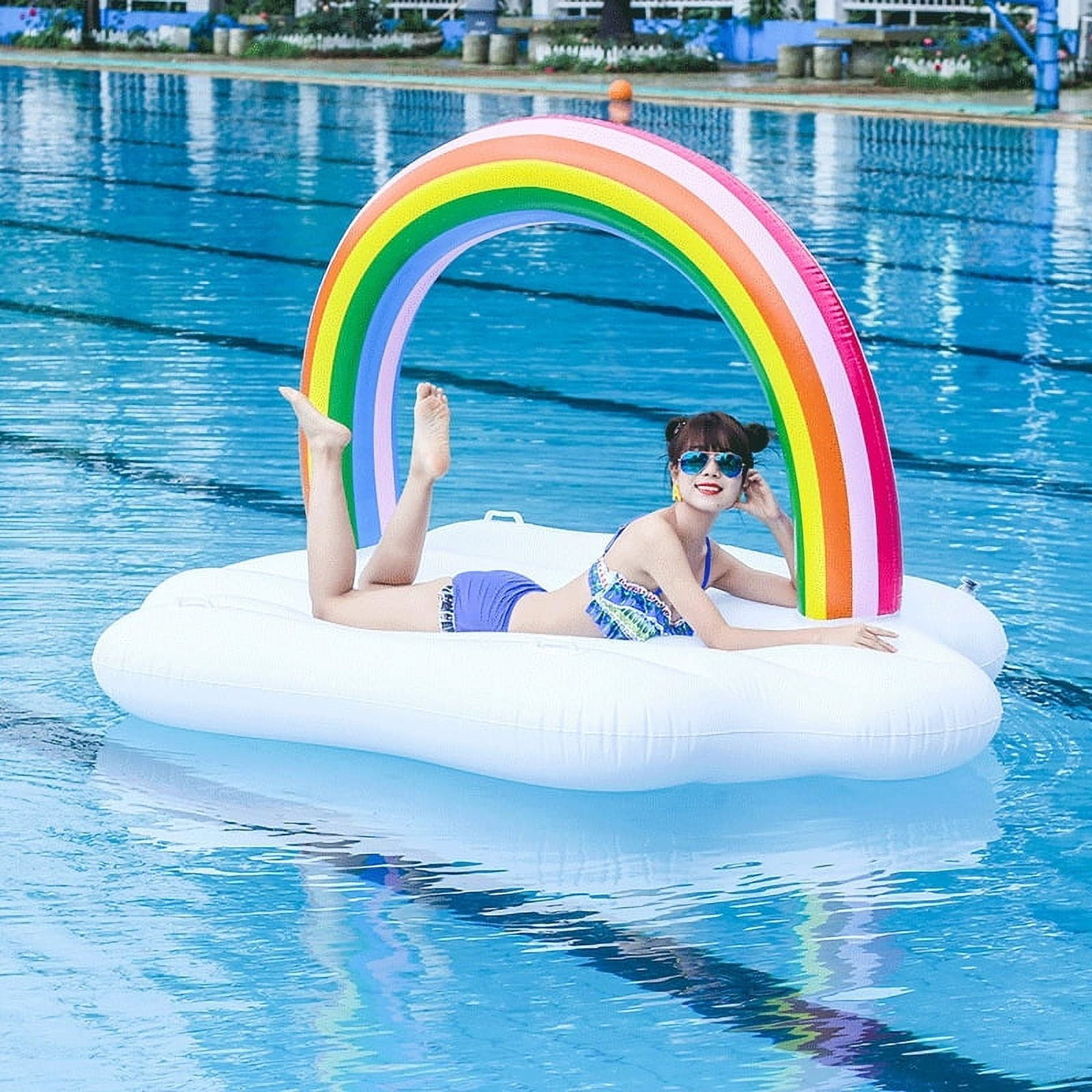 Xkiss Adult Inflatable Rainbow Pool Floats, PVC White Rainbow - Walmart.com