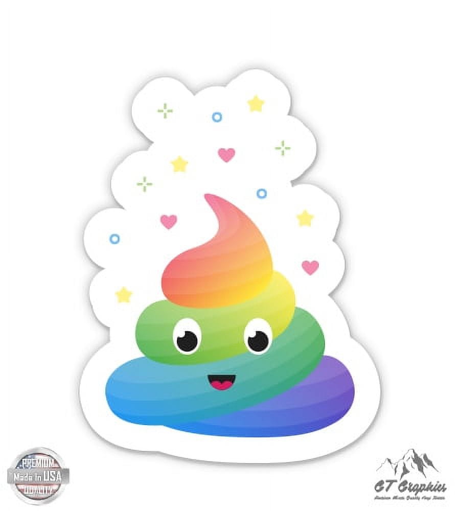 Rainbow Poop - 3" Vinyl Sticker - For Car Laptop I-Pad Phone Helmet ...