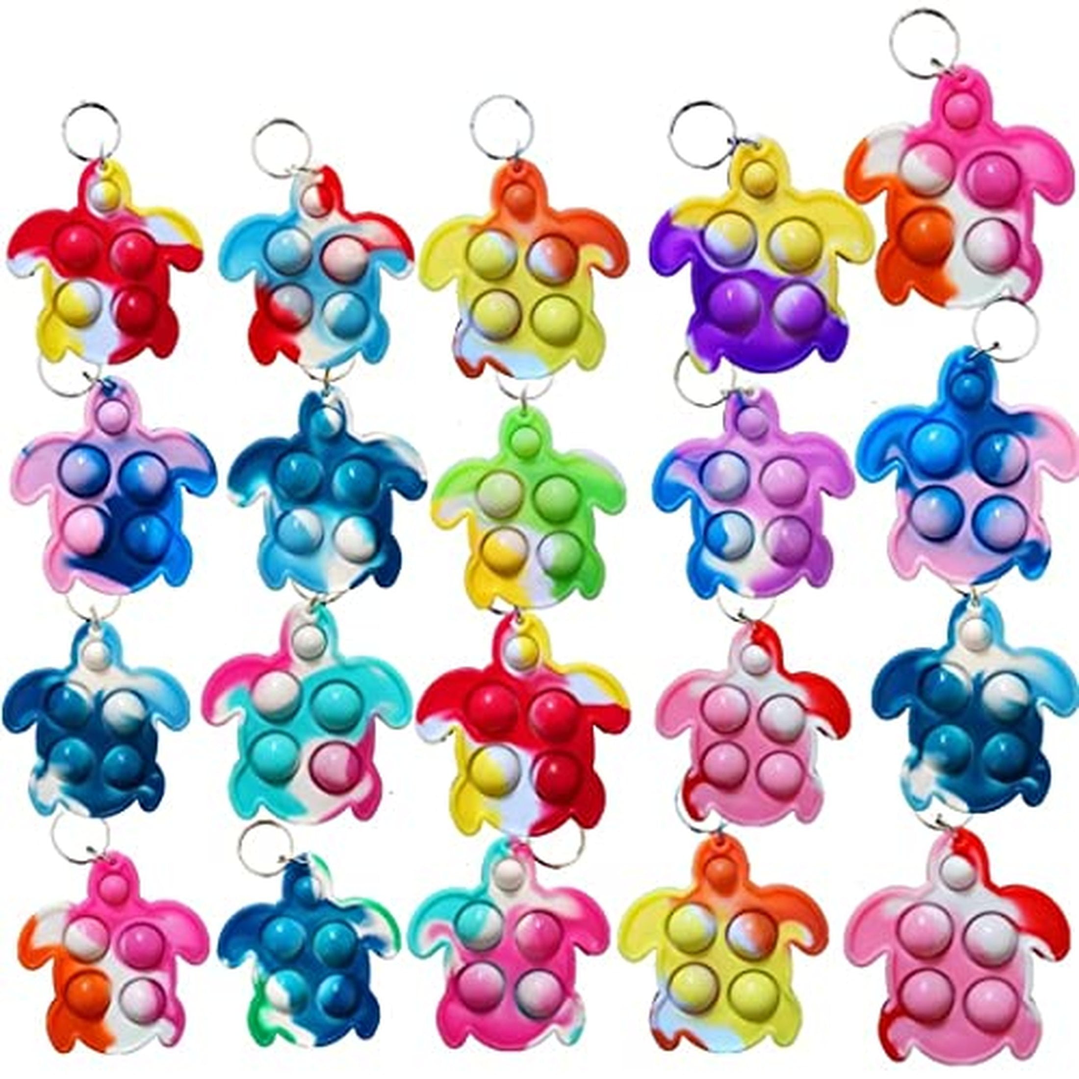 Rainbow Pop Turtle Fidget Keychain - Bubble Wrap Stress Reliever Toy ...