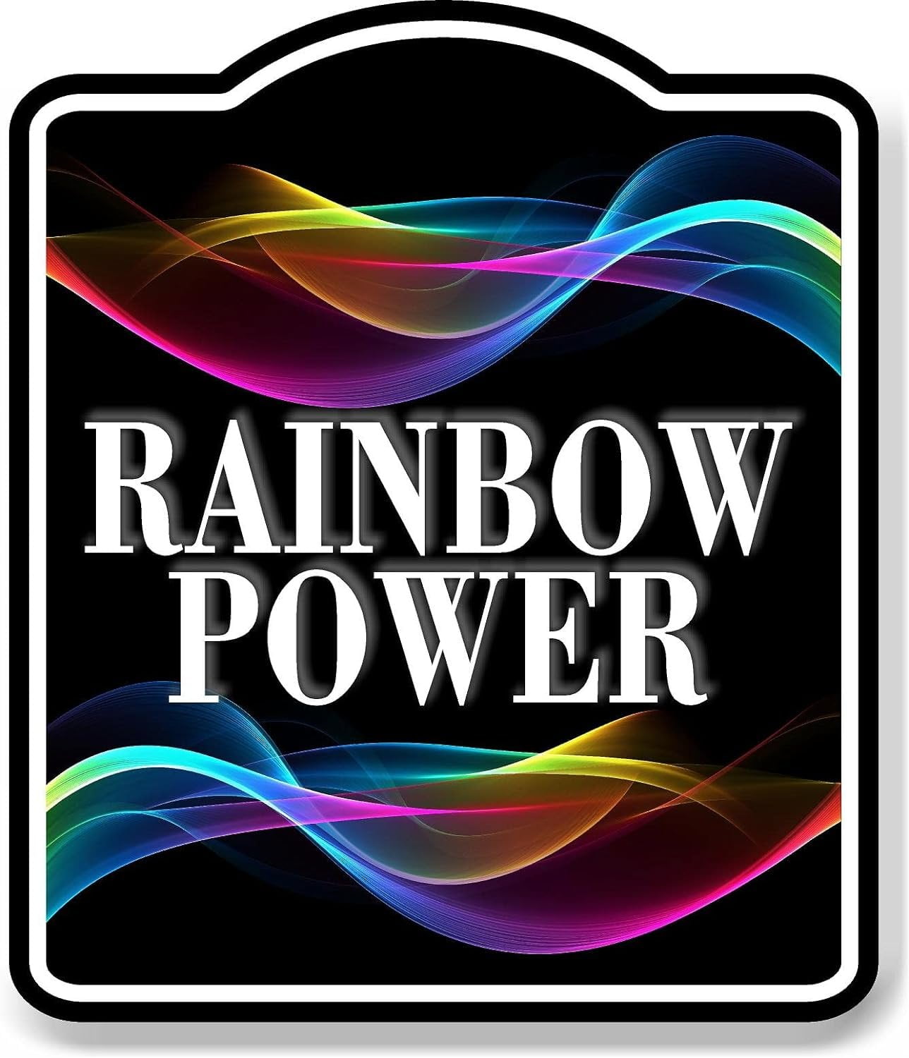 Rainbow Power With Rainbows BLACK Aluminum Composite Sign, 8.5"x10 ...