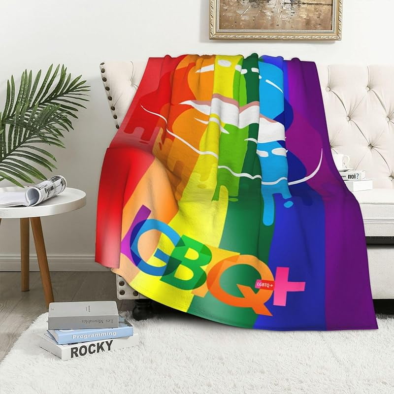 Rainbow Pride Blanket LGBT Flag Sexy Kiss Throw Blanket Soft Cozy Decor ...
