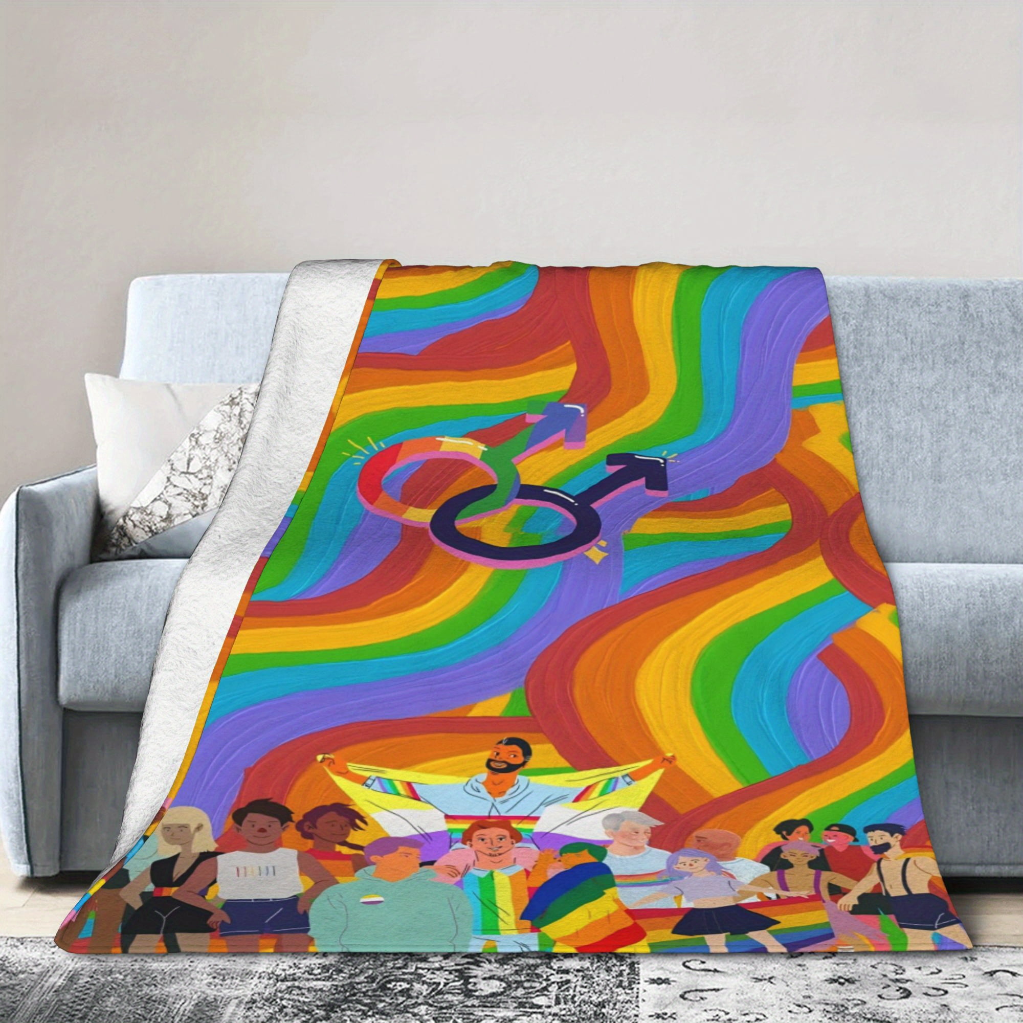 Rainbow Pride Celebration Throw Blanket - Modern Animal Cartoon Design ...