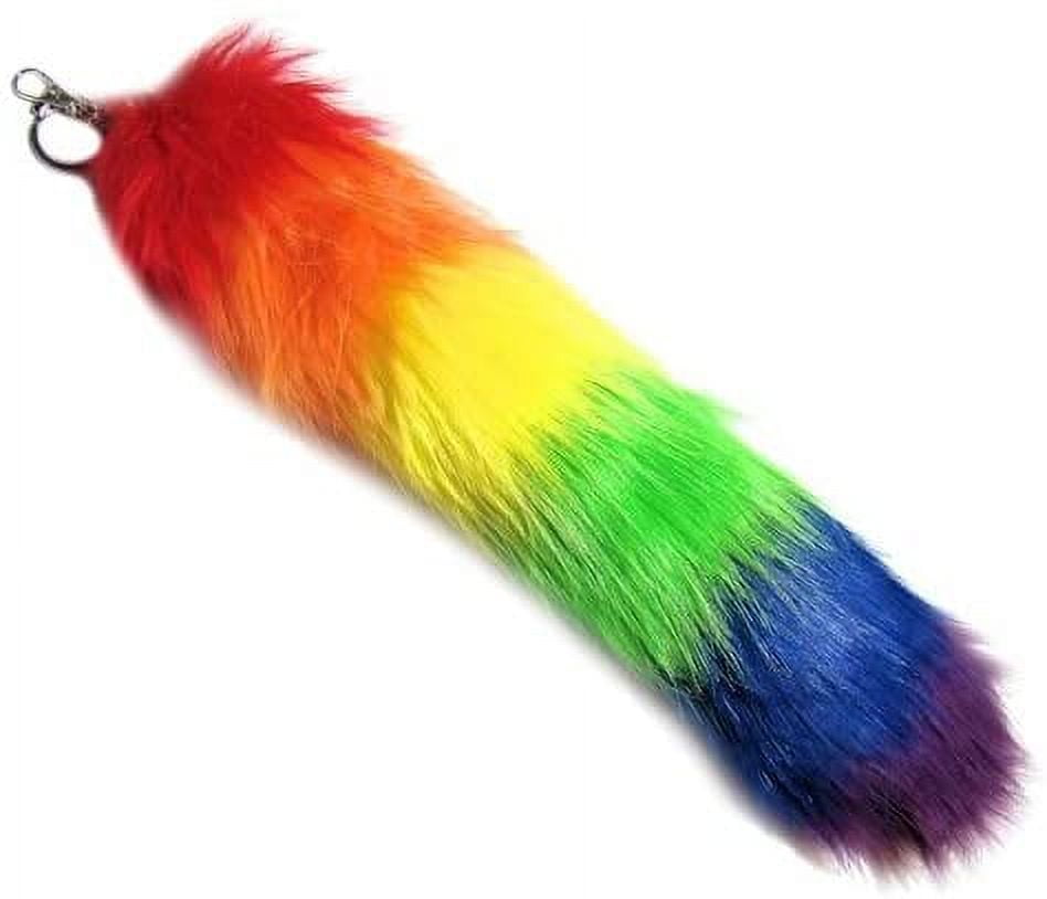 Rainbow Pride Faux Fur Fox Tail with Keyring - Walmart.com