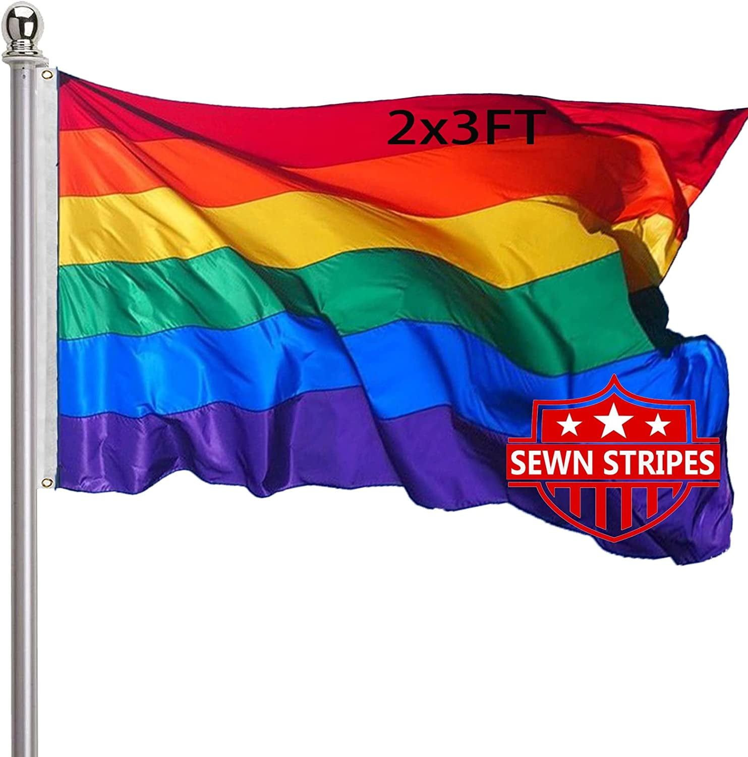 Rainbow Pride Flag 2x3 Outdoor-LGBTQ Flags Pride Flag Sewn Stripes ...