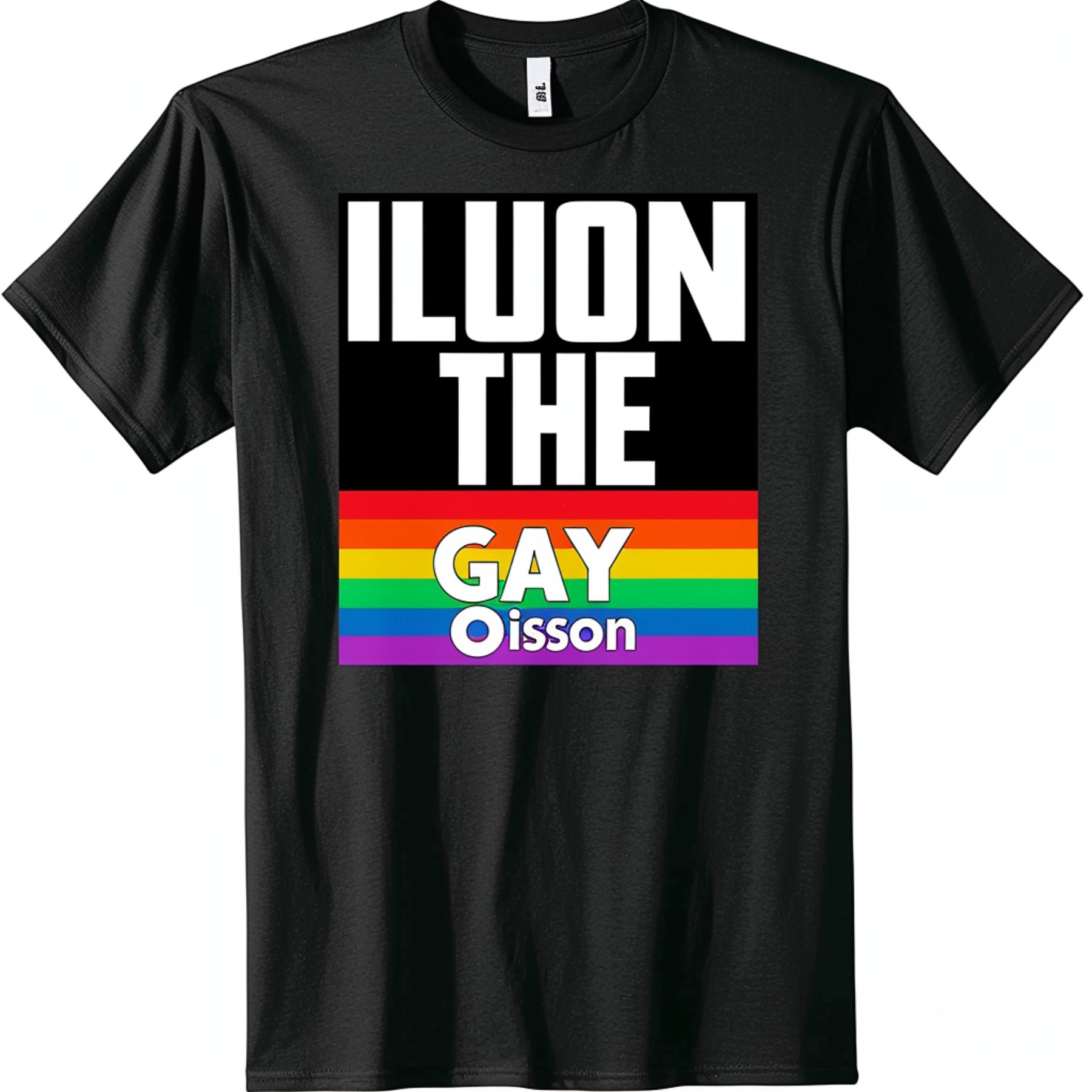 Rainbow Pride Flag Black Tee with 'Illustration I Am The Gay Coisson ...