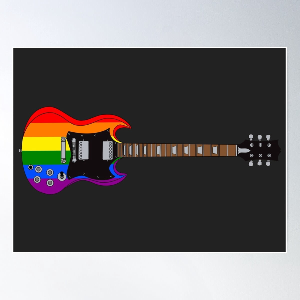 Rainbow Pride Flag Electric Guitar Poster Wall Art, Modern Wall Decor ...